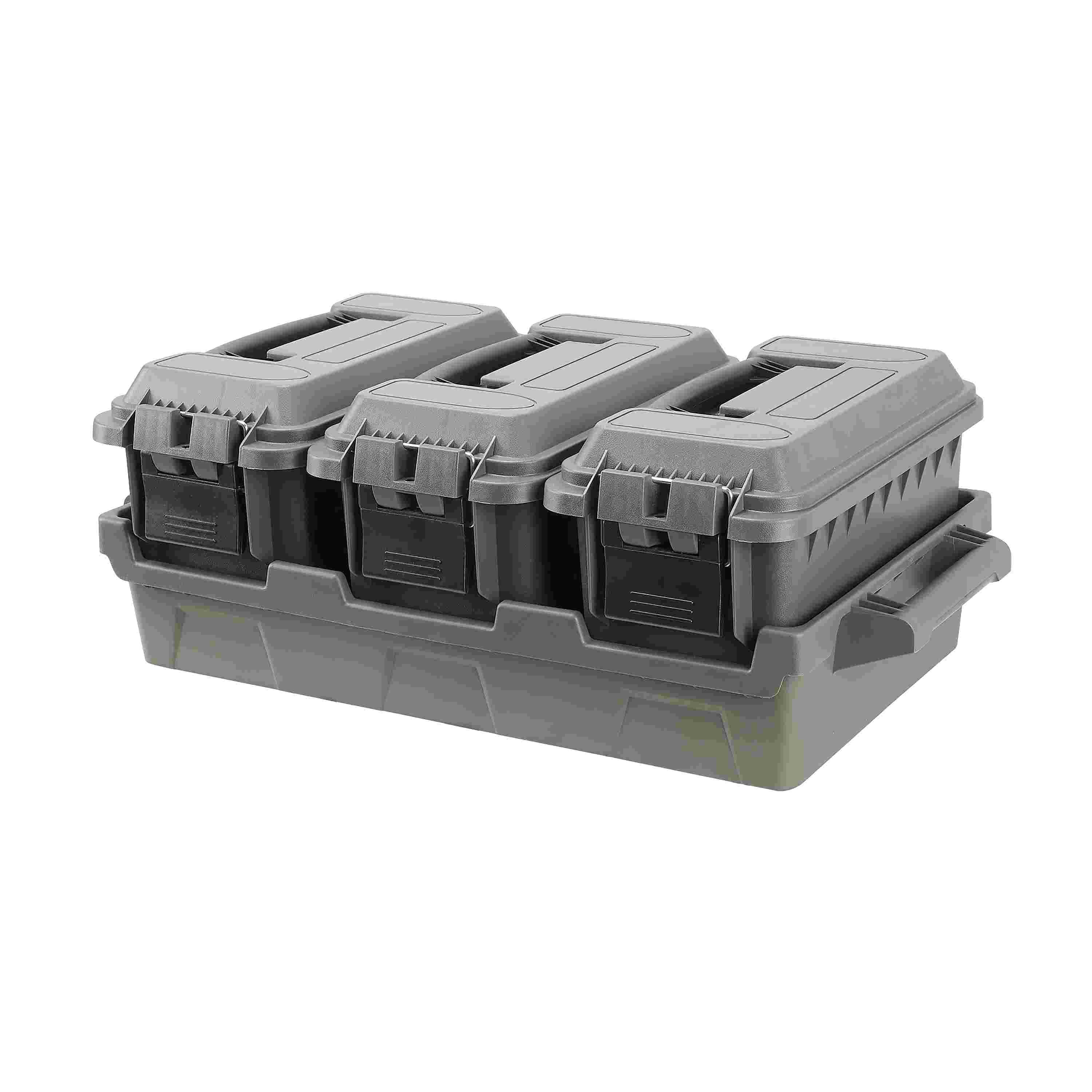 Three-Can .50 Cal Ammo Can Crate, OD Green, Plastic, Stackable Storage ...