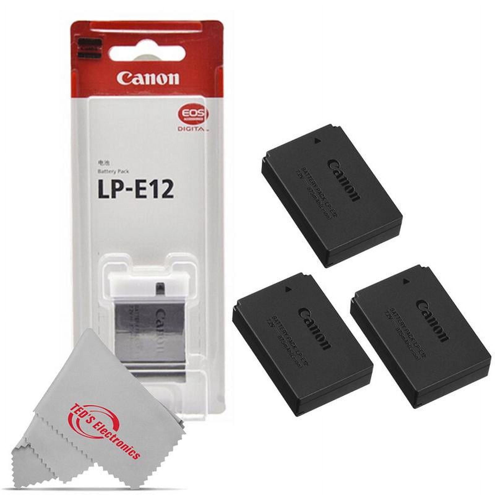 Three Canon LP-E12 Rechargeable Lithium-Ion Battery Pack (7.2V, 875mAh ...