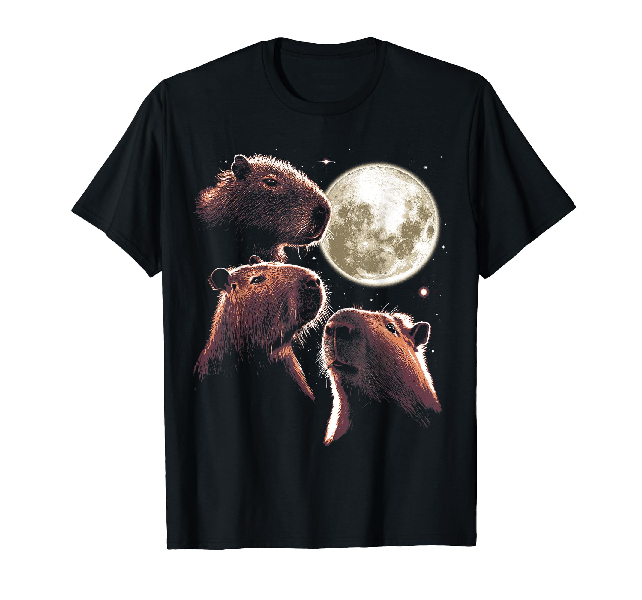 Three Capybara Moon Funny Capybara Meme Mystical Capybara T-Shirt ...