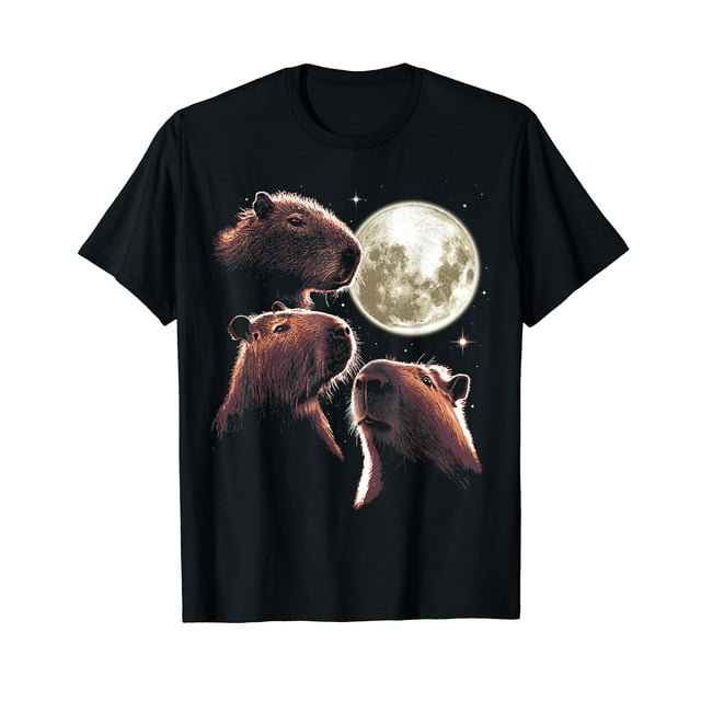 Three Capybara Moon Funny Capybara Meme Mystical Capybara T-Shirt ...