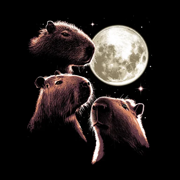 Three Capybara Moon Funny Capybara Meme Mystical Capybara Vó Marias ...
