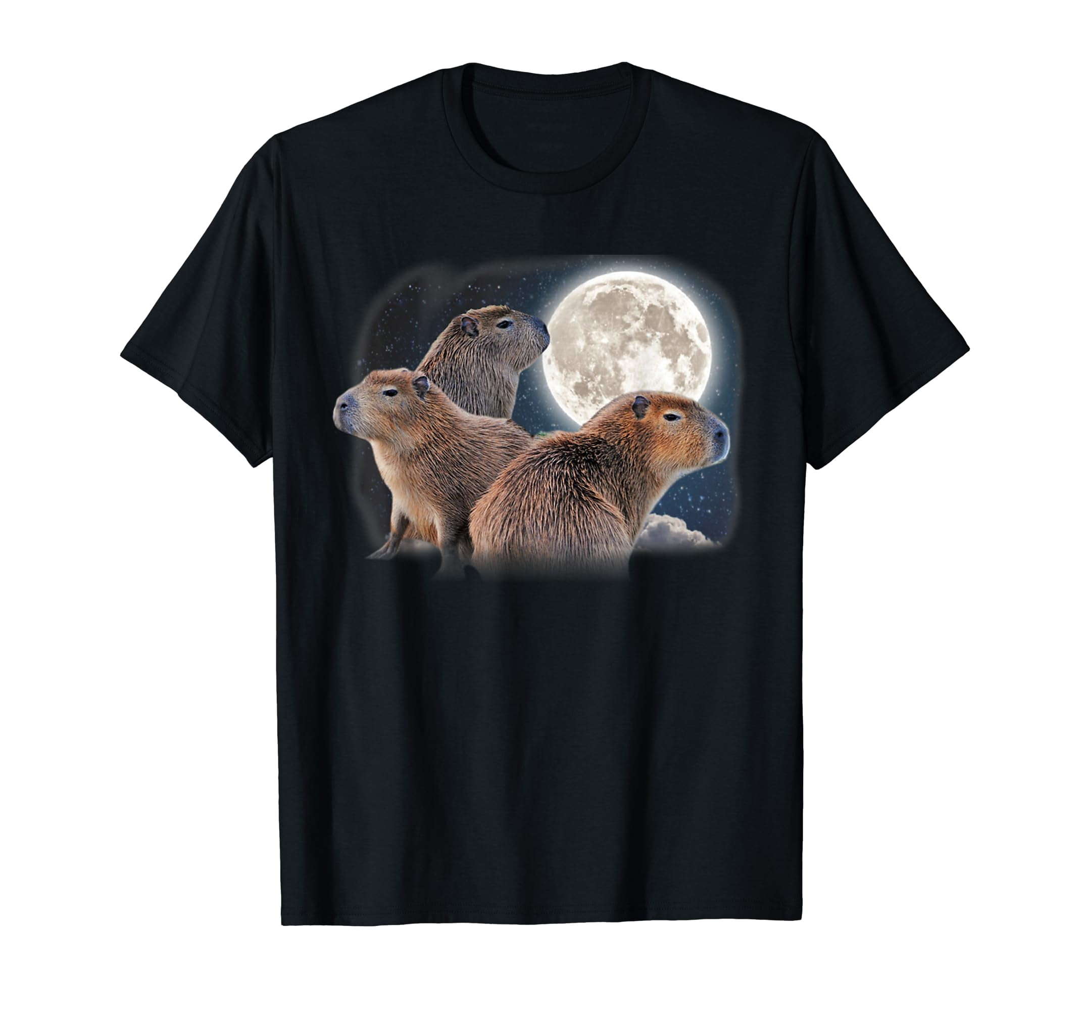Three Capybaras and Moon Funny Capybara Humor Parody T-Shirt - Walmart.com