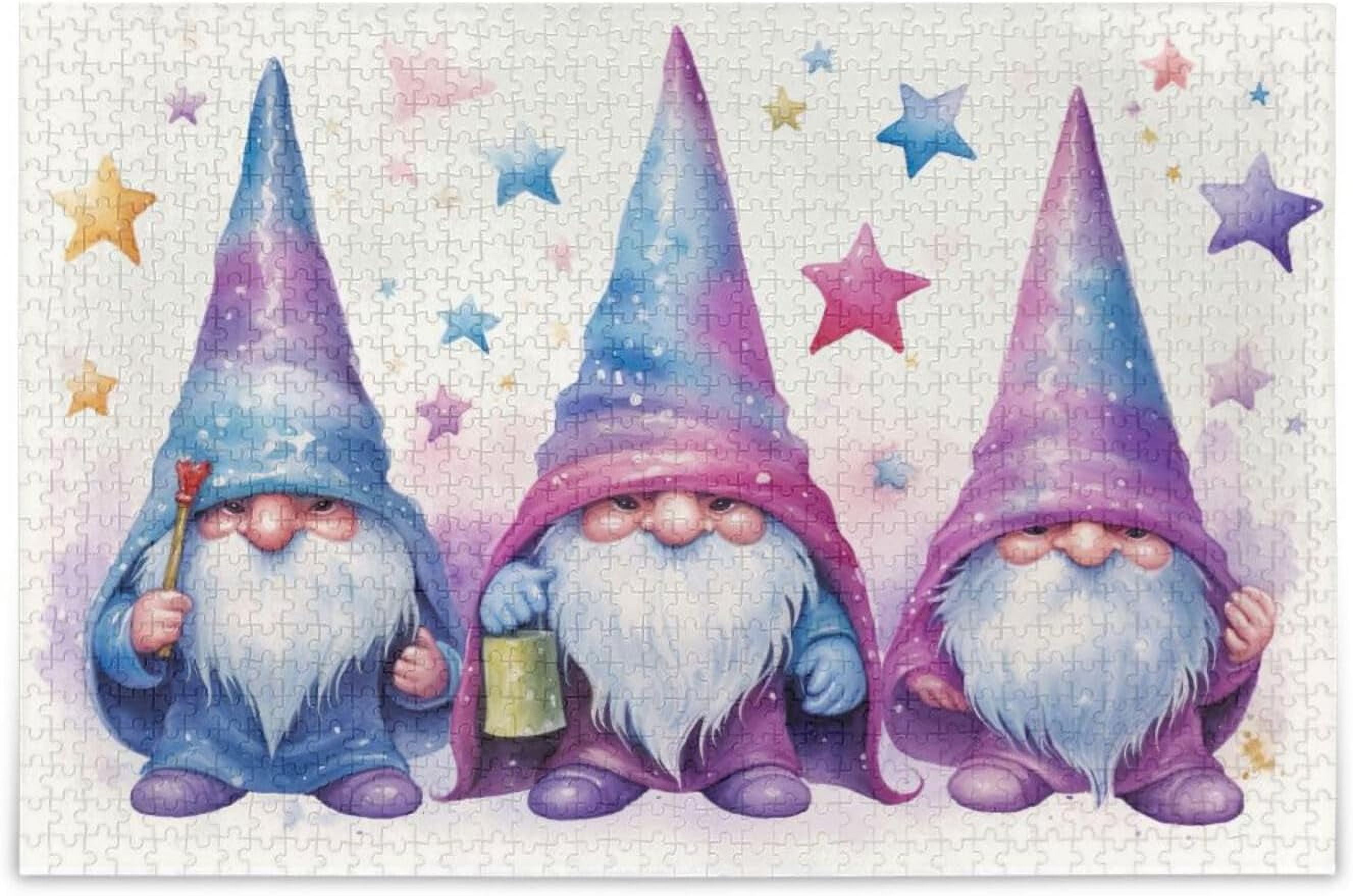 Three Cartoon Gnomes 1000 Piece Large Jigsaw Puzzle for Adults - Game ...