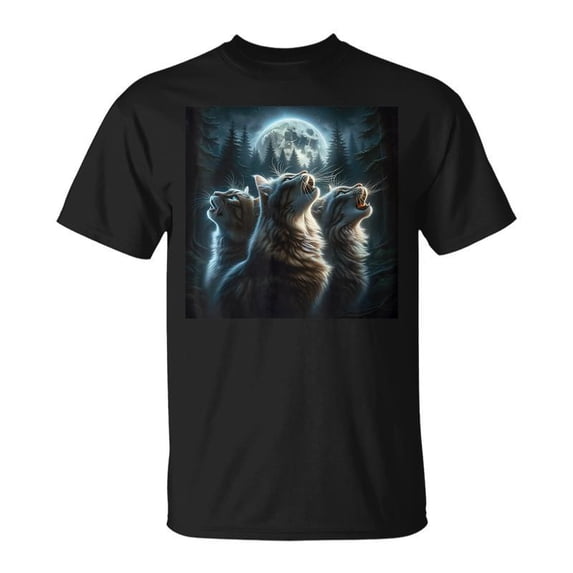 Three Cats Howl Moon Animal Meme TShirt - Walmart.com