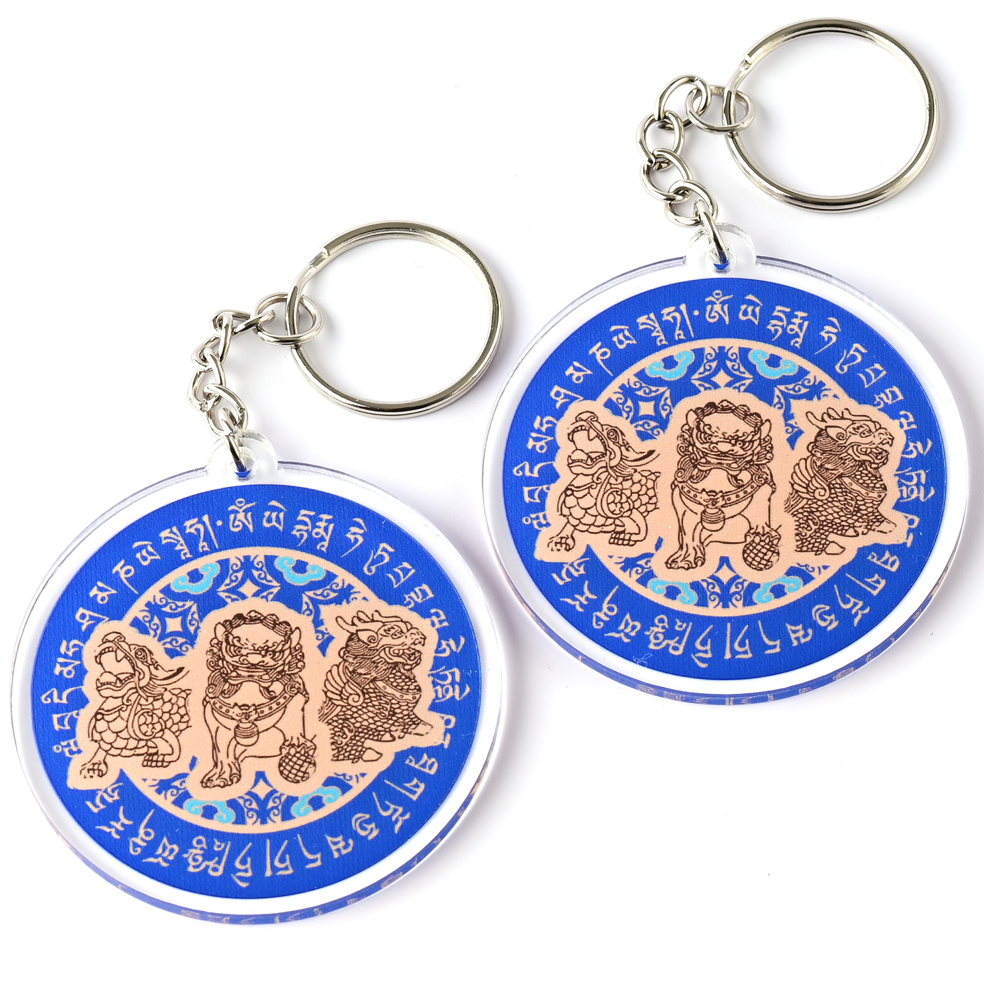 Three Celestial Guardians with Chakra Protection Wheel Feng Shui Amulet ...