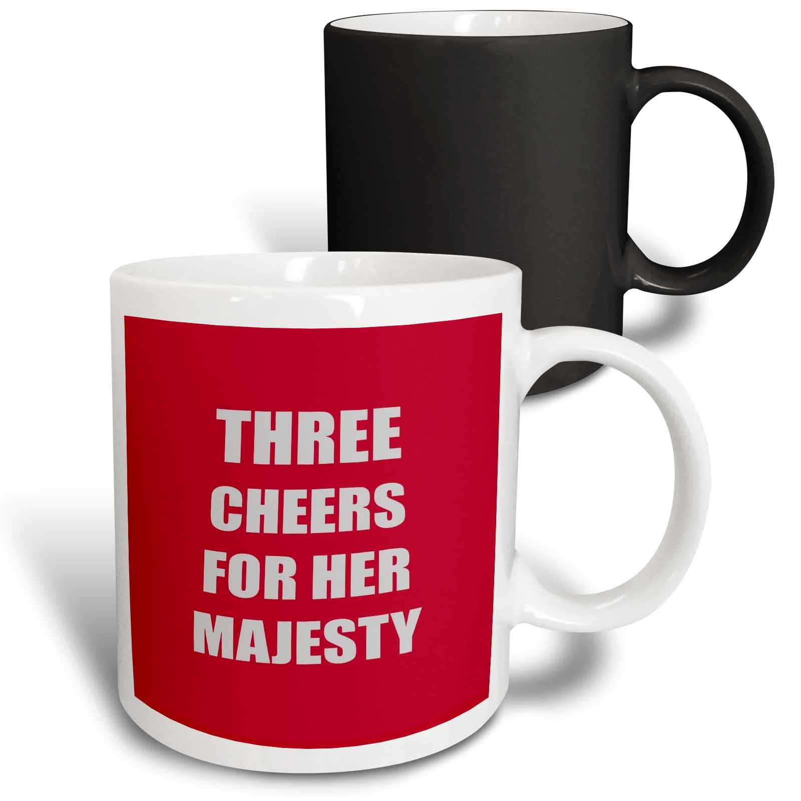 3drose, Three Cheers for Her Majesty Grey Text Red Background, 11oz ...