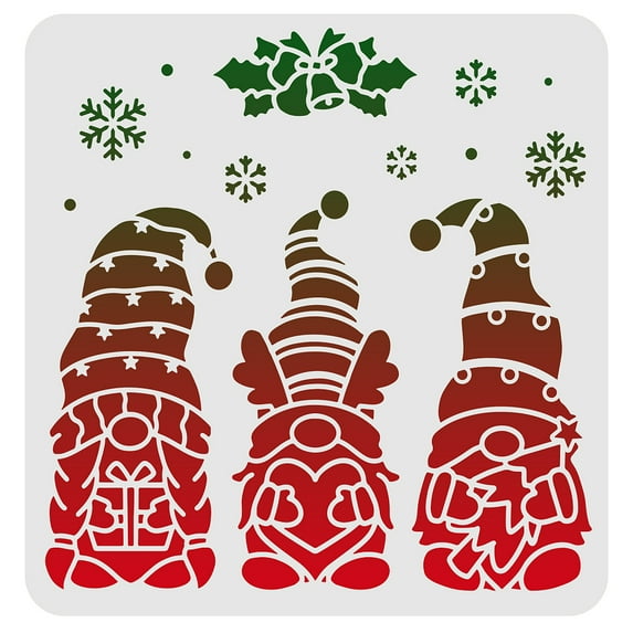 Three Christmas Gnome Elf Drawing Stencils Templates (11.8x11.8 inch ...