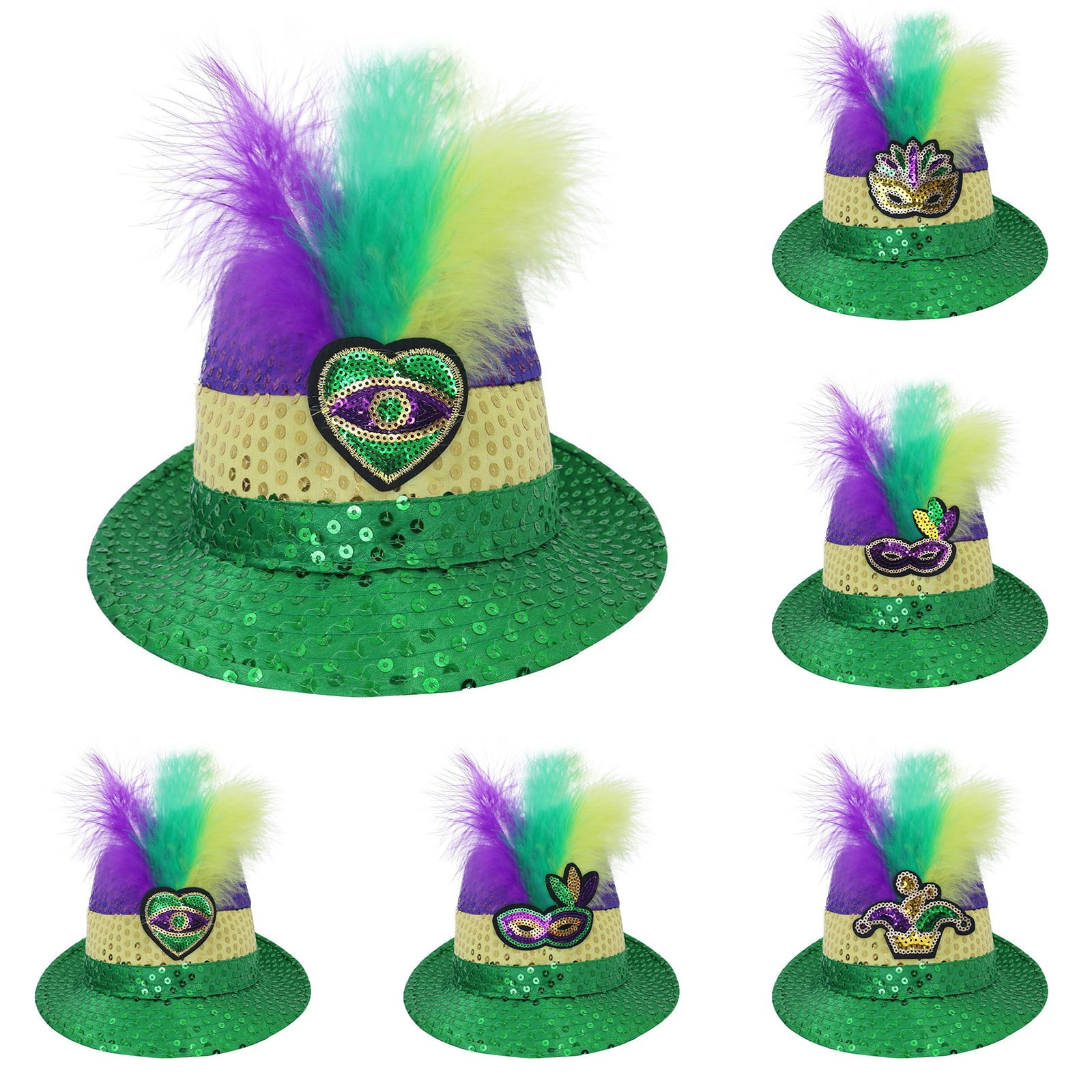 Three Color Feather Jazz Hat Carnival Festival Performance Costume Prop ...