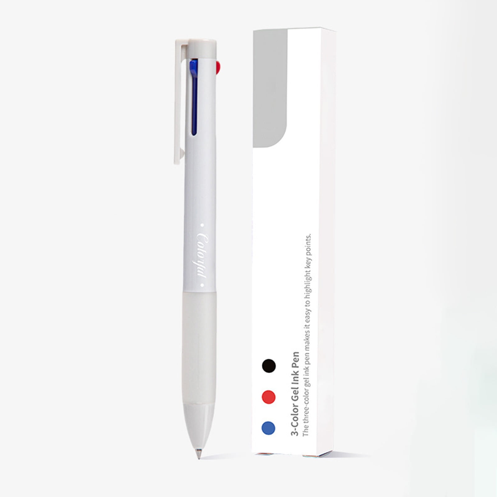 Three-Color Gel Pen with Click Mechanism,0.5mm Fine Tip for Note-Taking ...