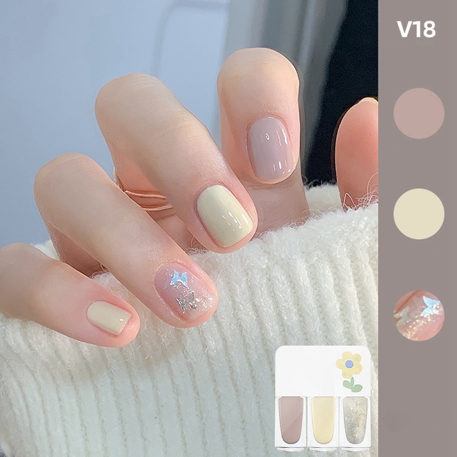 Three Color Nail Polish No Baking Quick Drying Set Durable Tearable ...