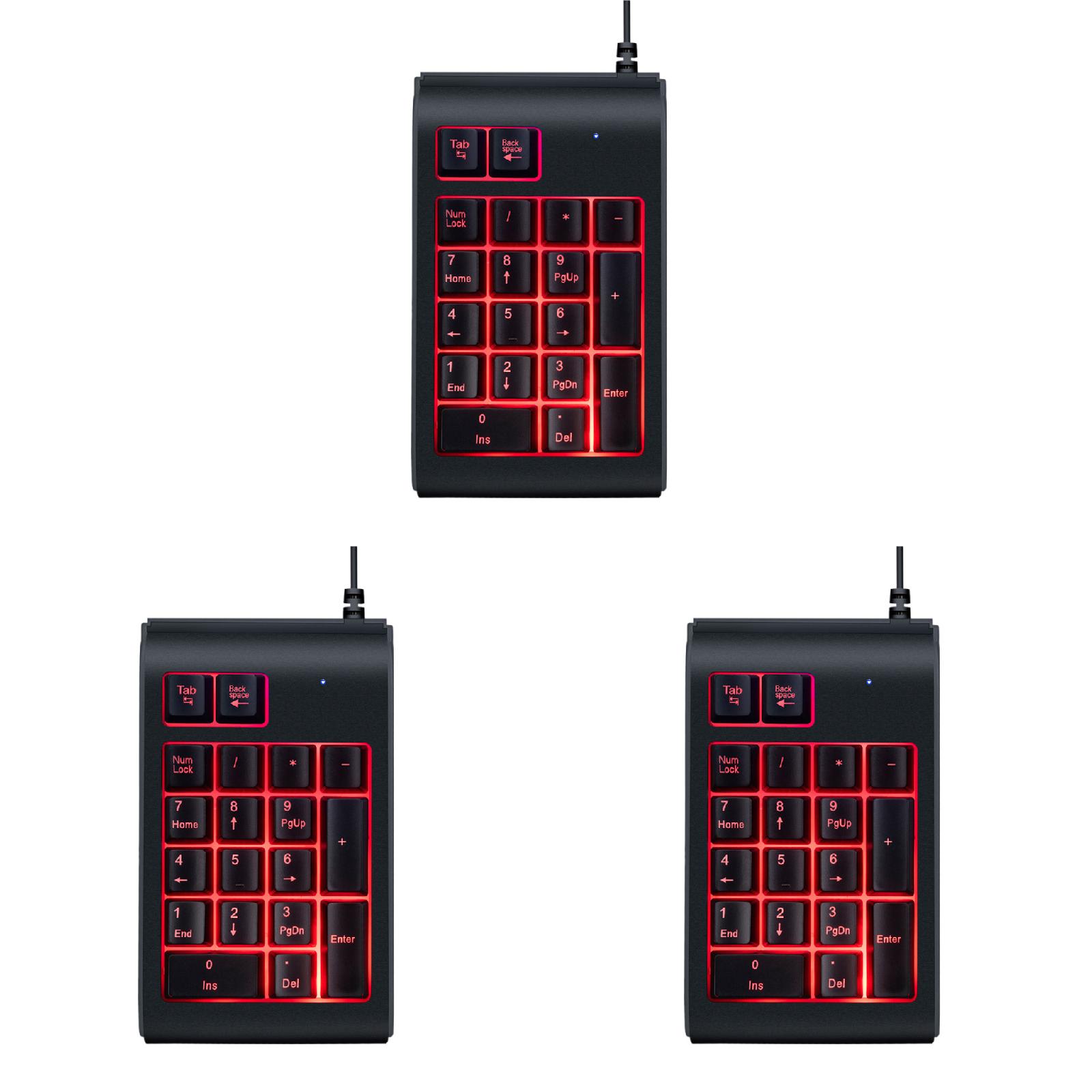 Three Colors RGB Backlit USB Wired Keyboard Number Pad Numeric Keypad ...