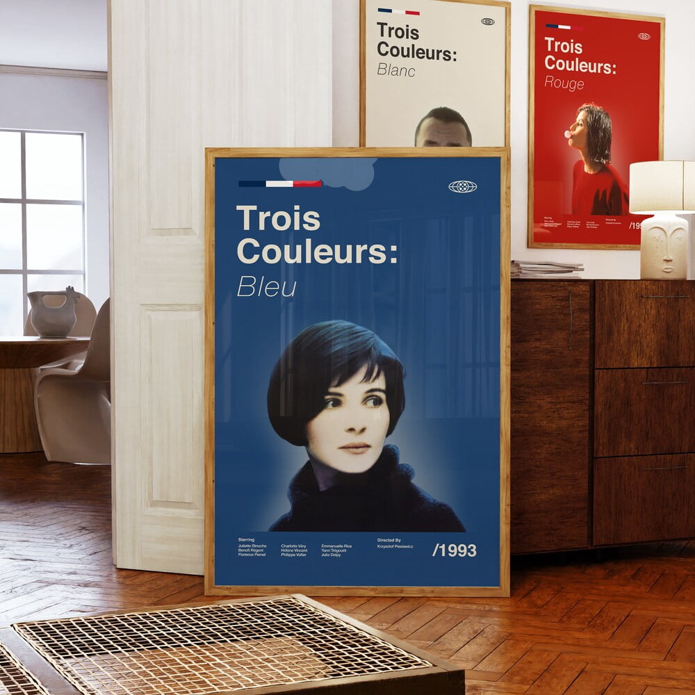 Three Colours Blue Wall Art Print French Movie Poster Midcentury Modern ...