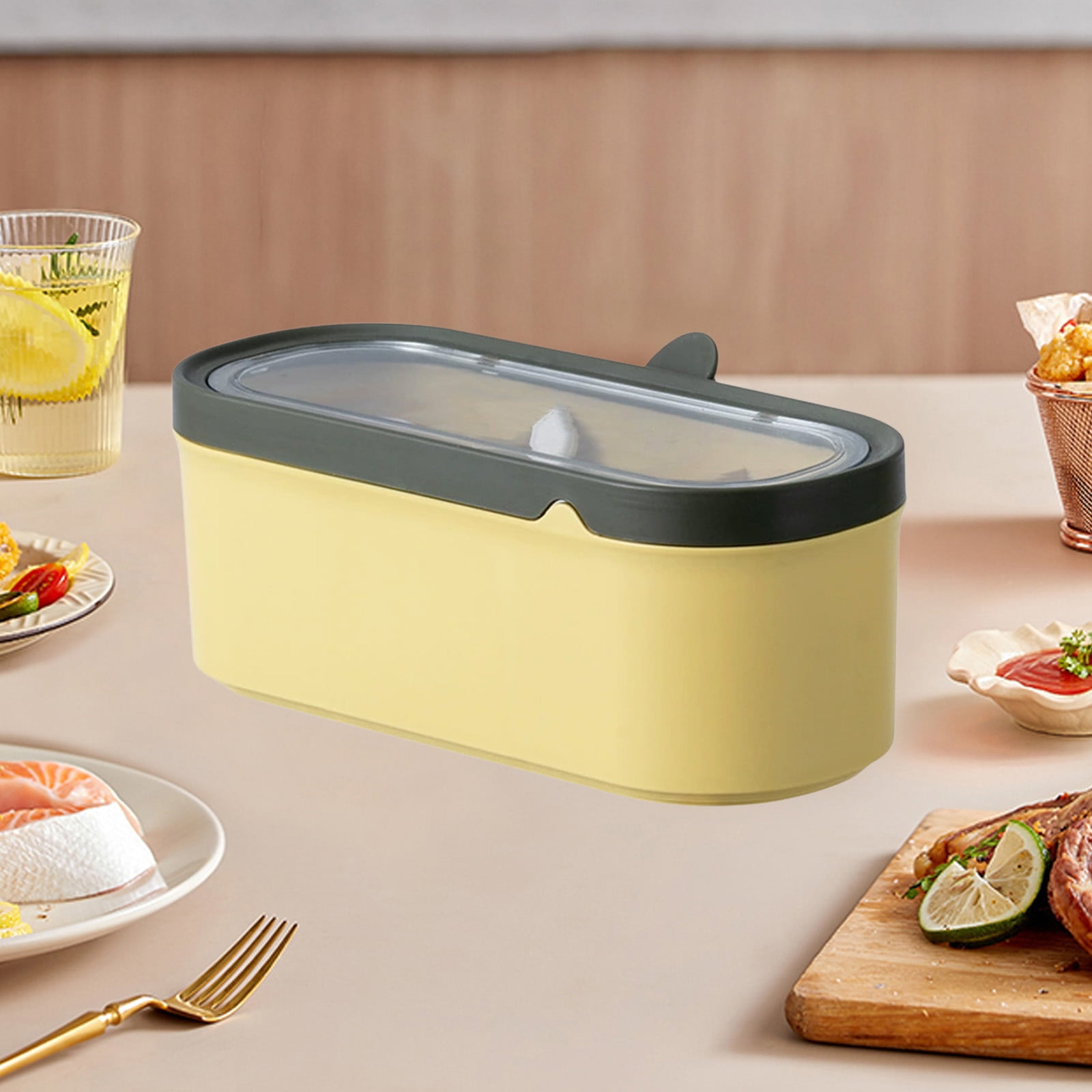 Three-Compartment Seasoning Box, Standing Lid Glass Shaker Jar with ...