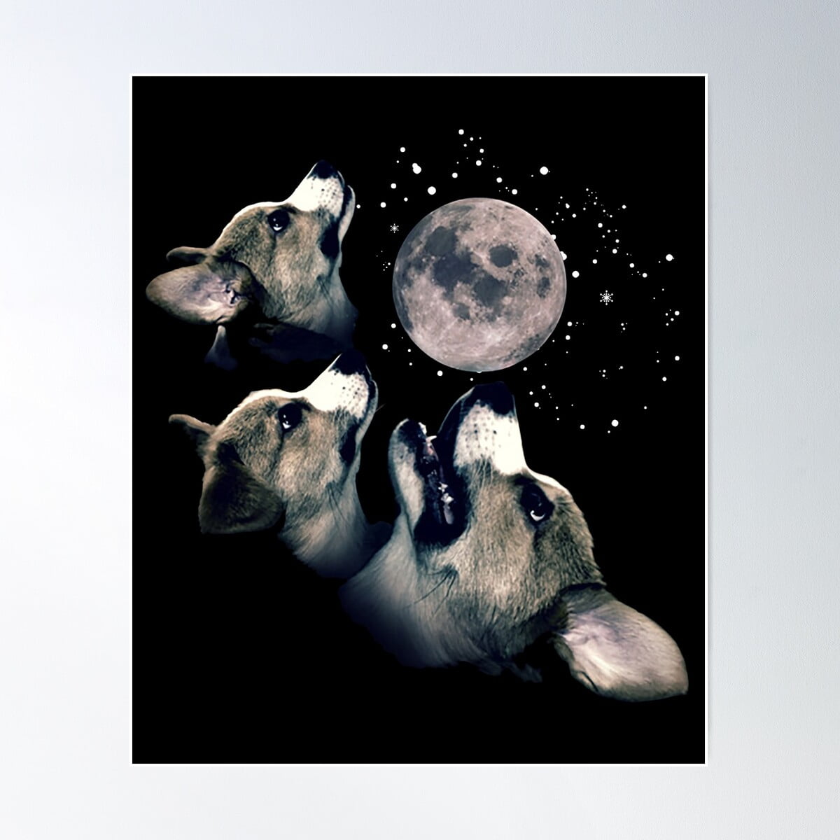 Three Corgi Moon Poster Wall Art, Modern Wall Decor For Living Room ...