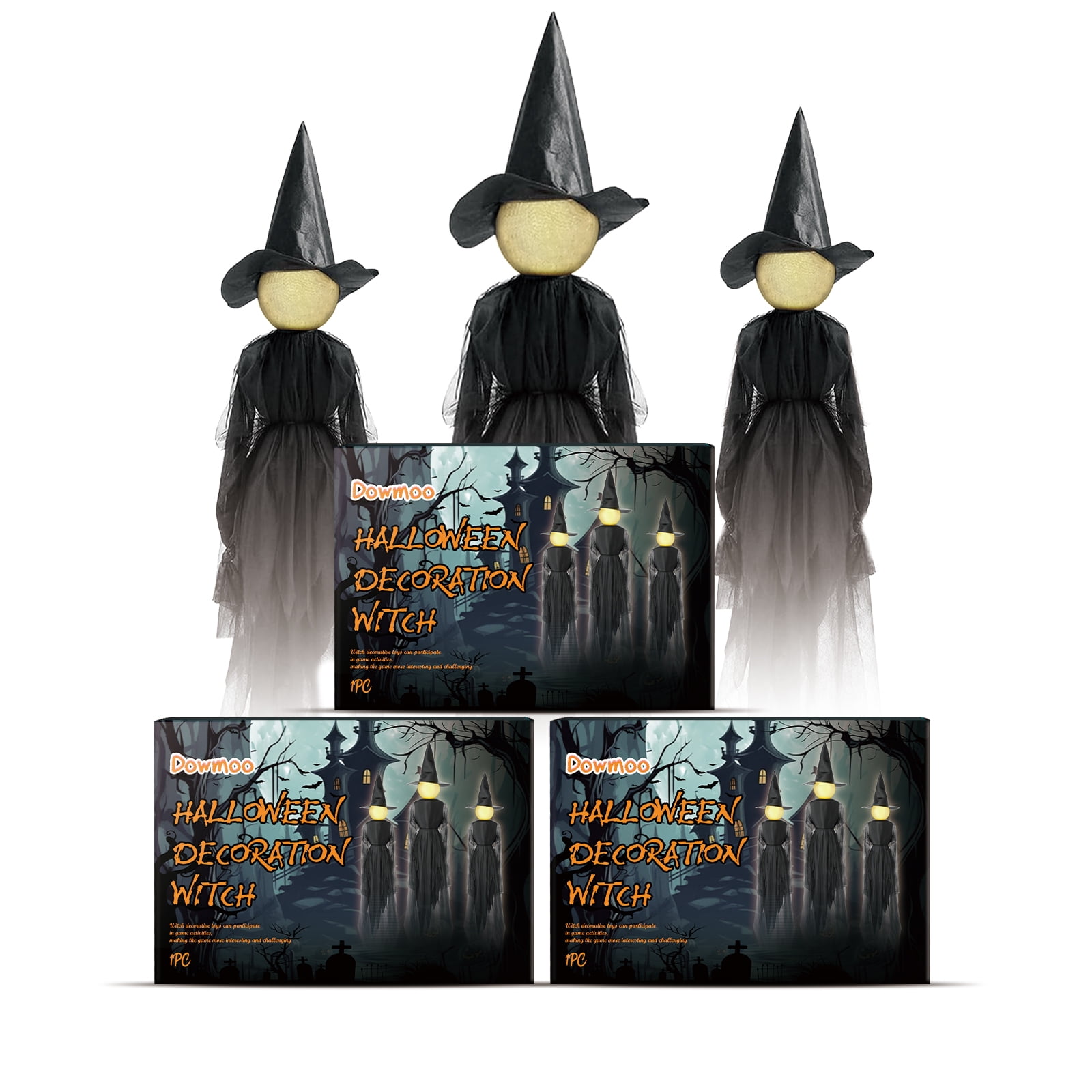 Three Costume Halloween Witches, Fun Place An Atmosphere Witch Toy ...