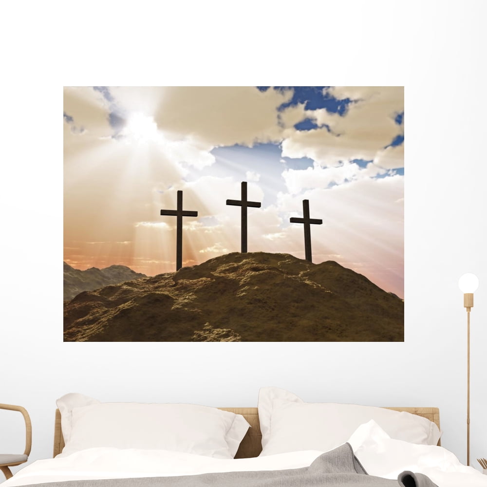 Three Cross Calvary Hill Wall Mural by Wallmonkeys Peel and Stick ...