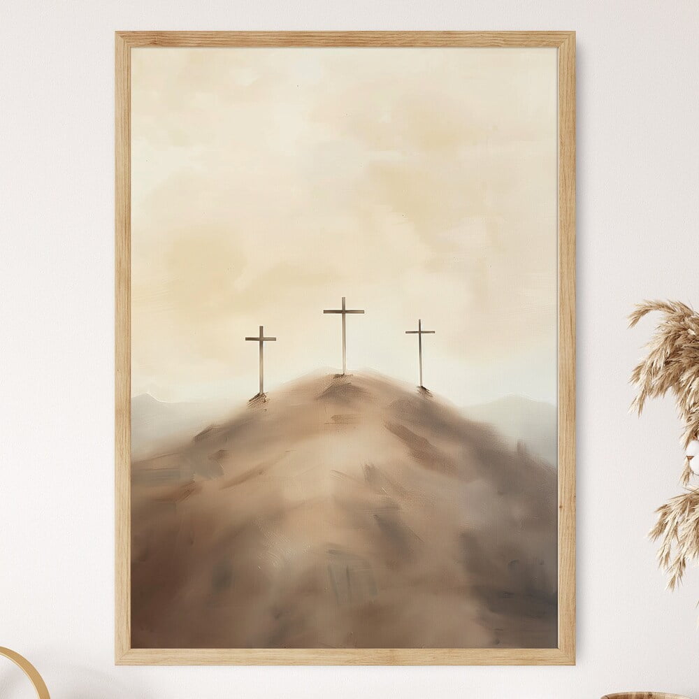 Three Crosses Minimal Modern Boho Christian Wall Art Poster Print ...