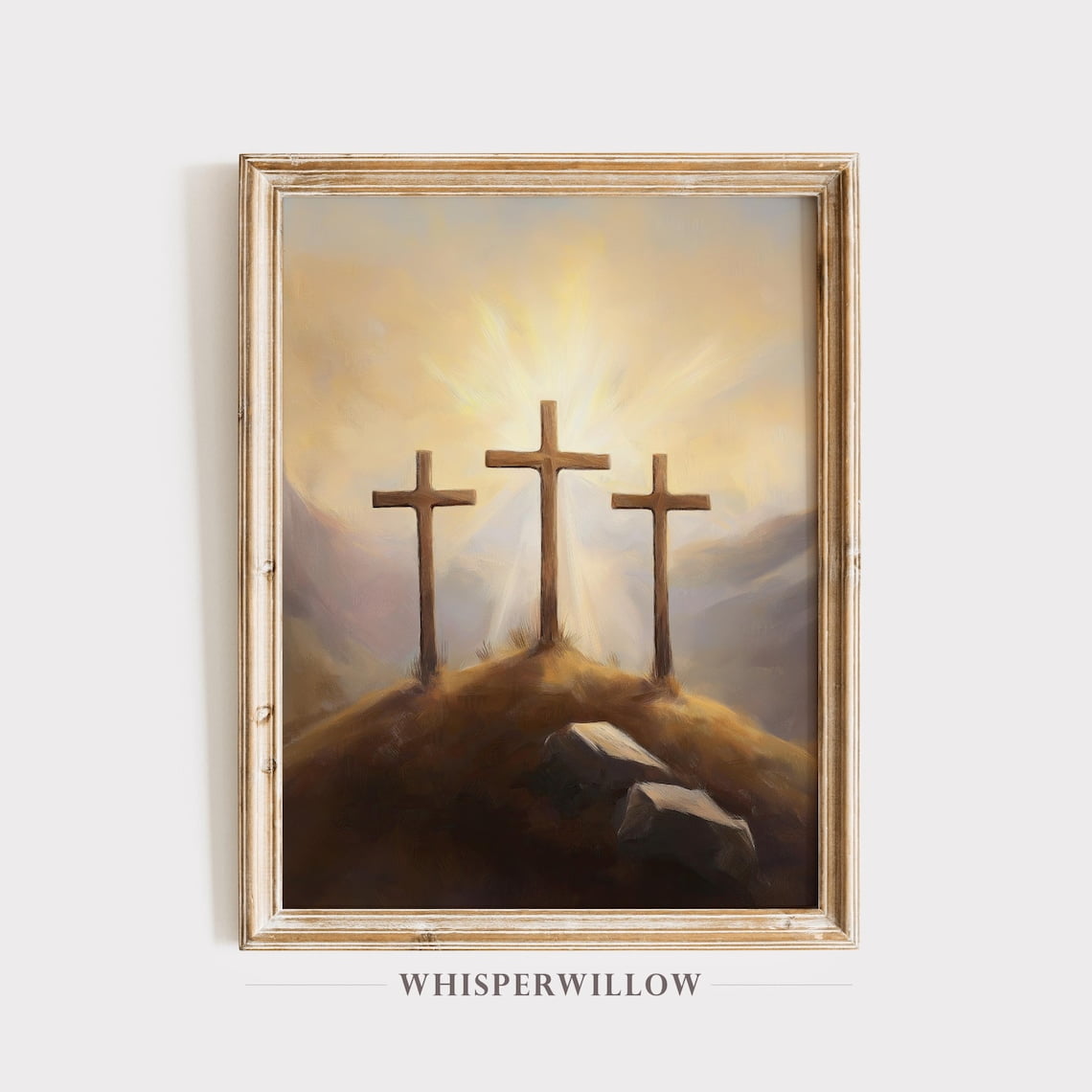 Three Crosses On Mount Calvary Hill, Easter Christian Wall Art, Faith ...