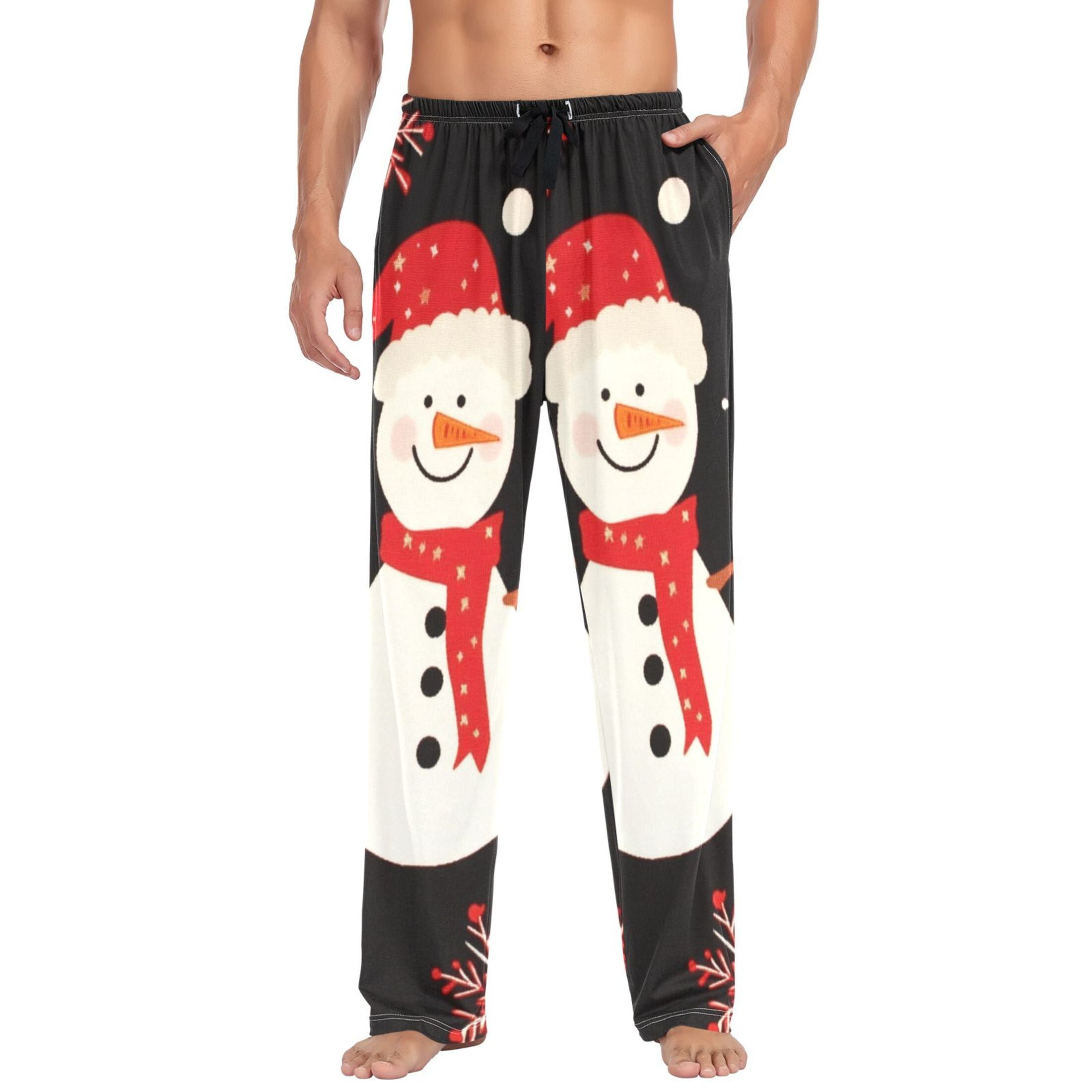 Three Cute Snowmen Mens Cotton Pajama Pant Sleep and Lounge Bottons ...