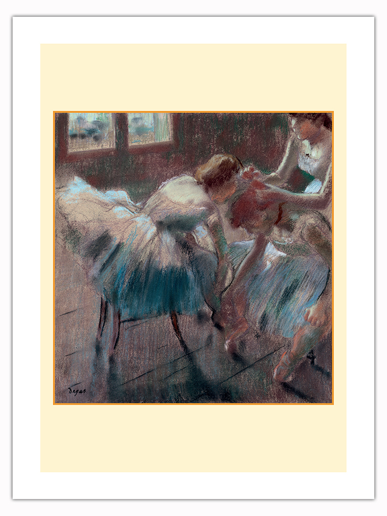 Three Dancers Preparing for Class - From an Original Color Pastel by ...