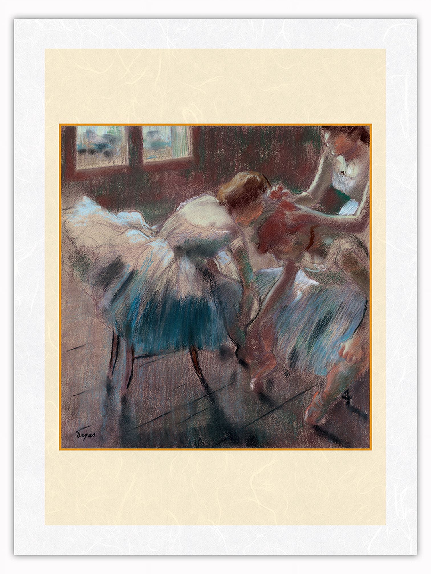 Three Dancers Preparing for Class - From an Original Color Pastel by ...