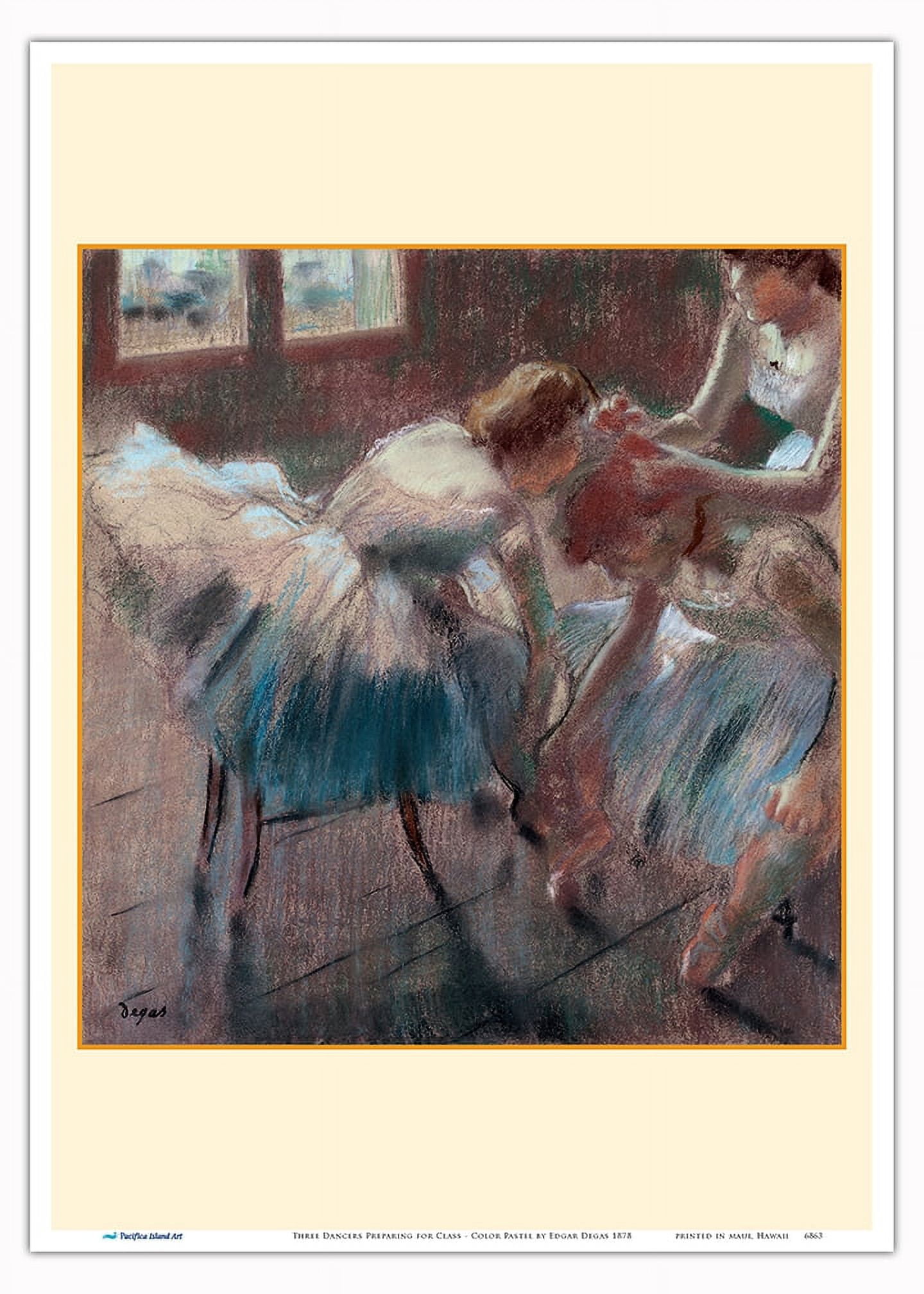 Three Dancers Preparing for Class - From an Original Color Pastel by ...