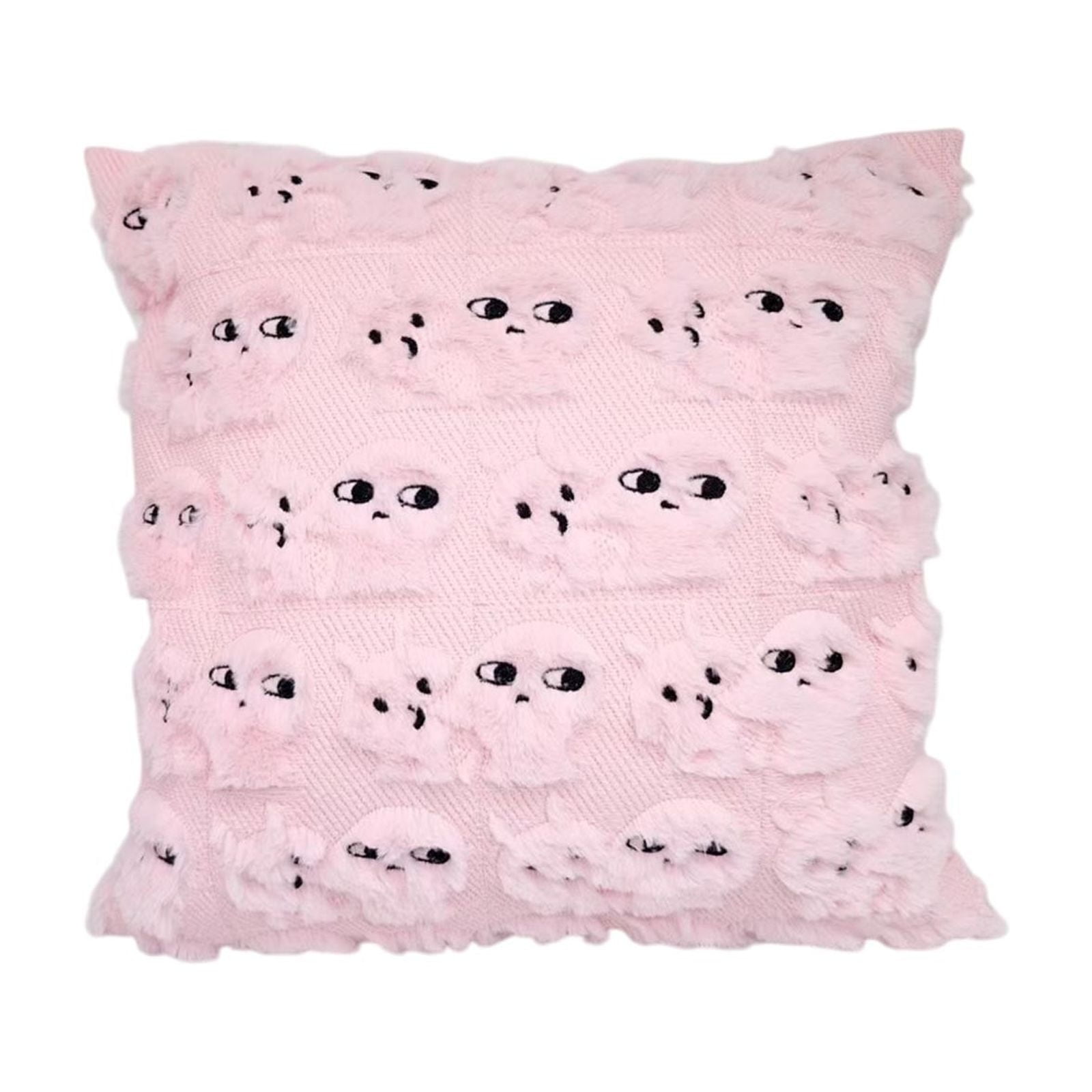 Three Dimensional Face Shaped Plush Pillow Cover Pink Color With ...