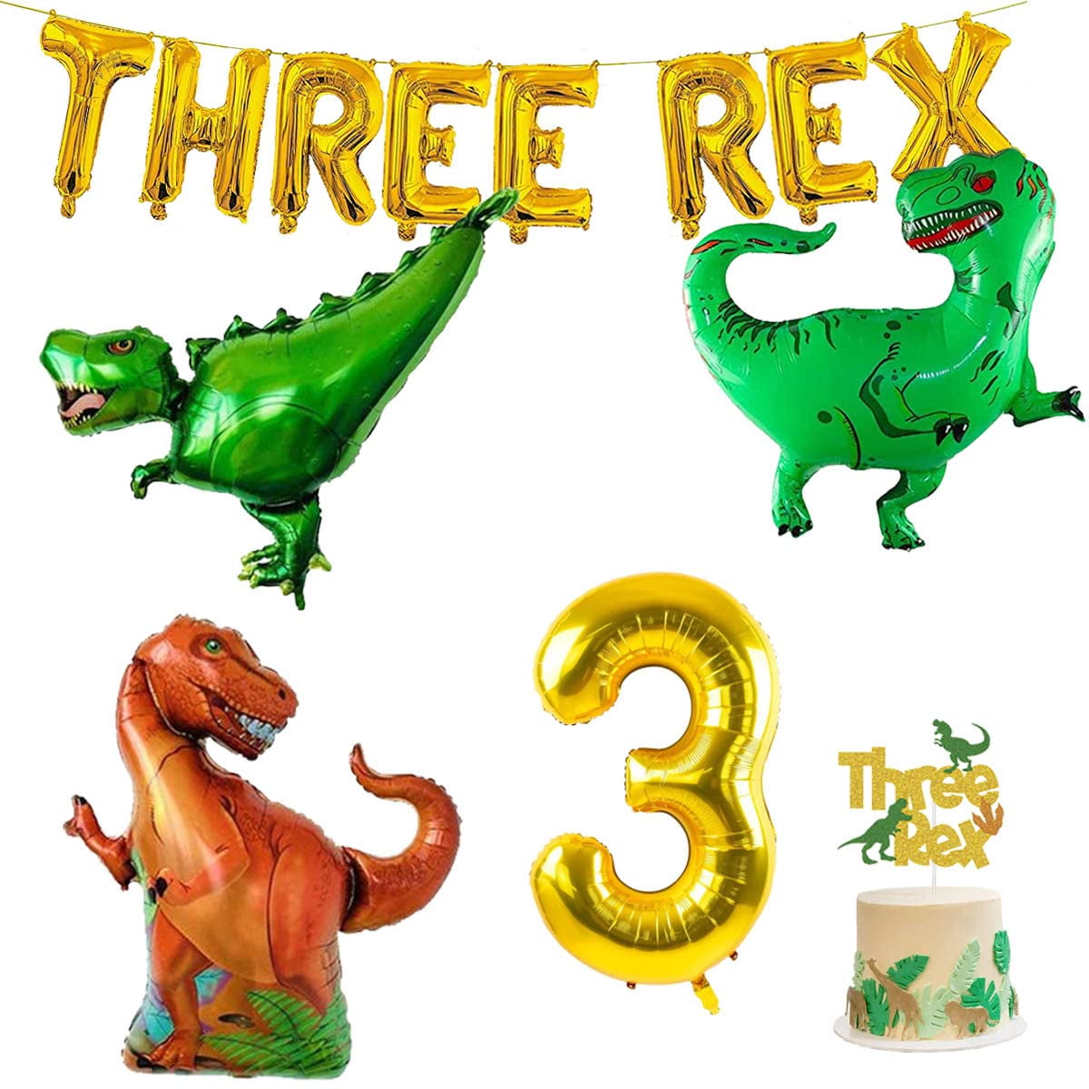 Three Dino MQH2 Rex Birthday Party Decorations, Three Inspired Rex ...