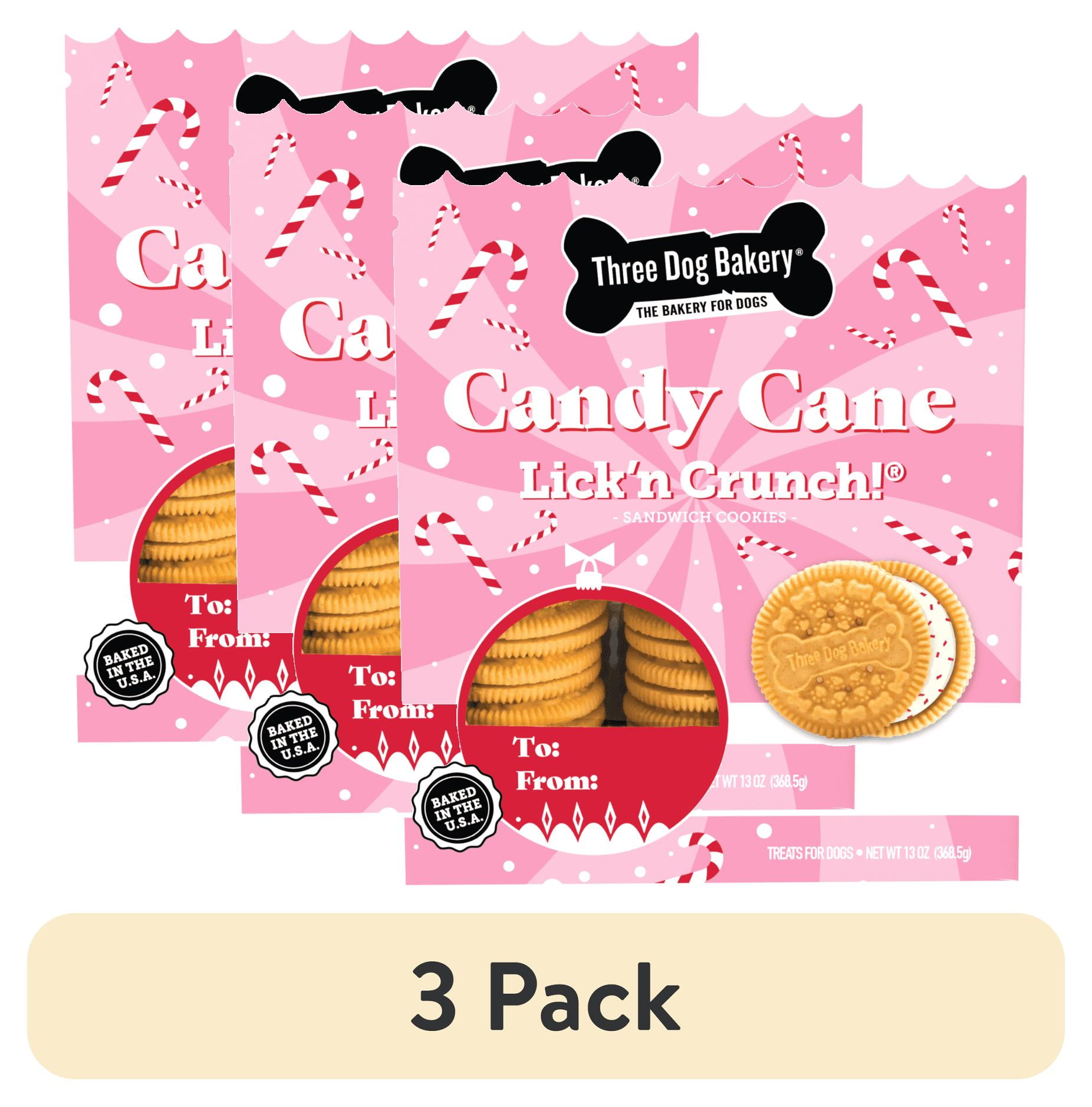 (3 pack) Three Dog Bakery Candy Cane Lick'n Crunch! Dog Treats, Premium ...