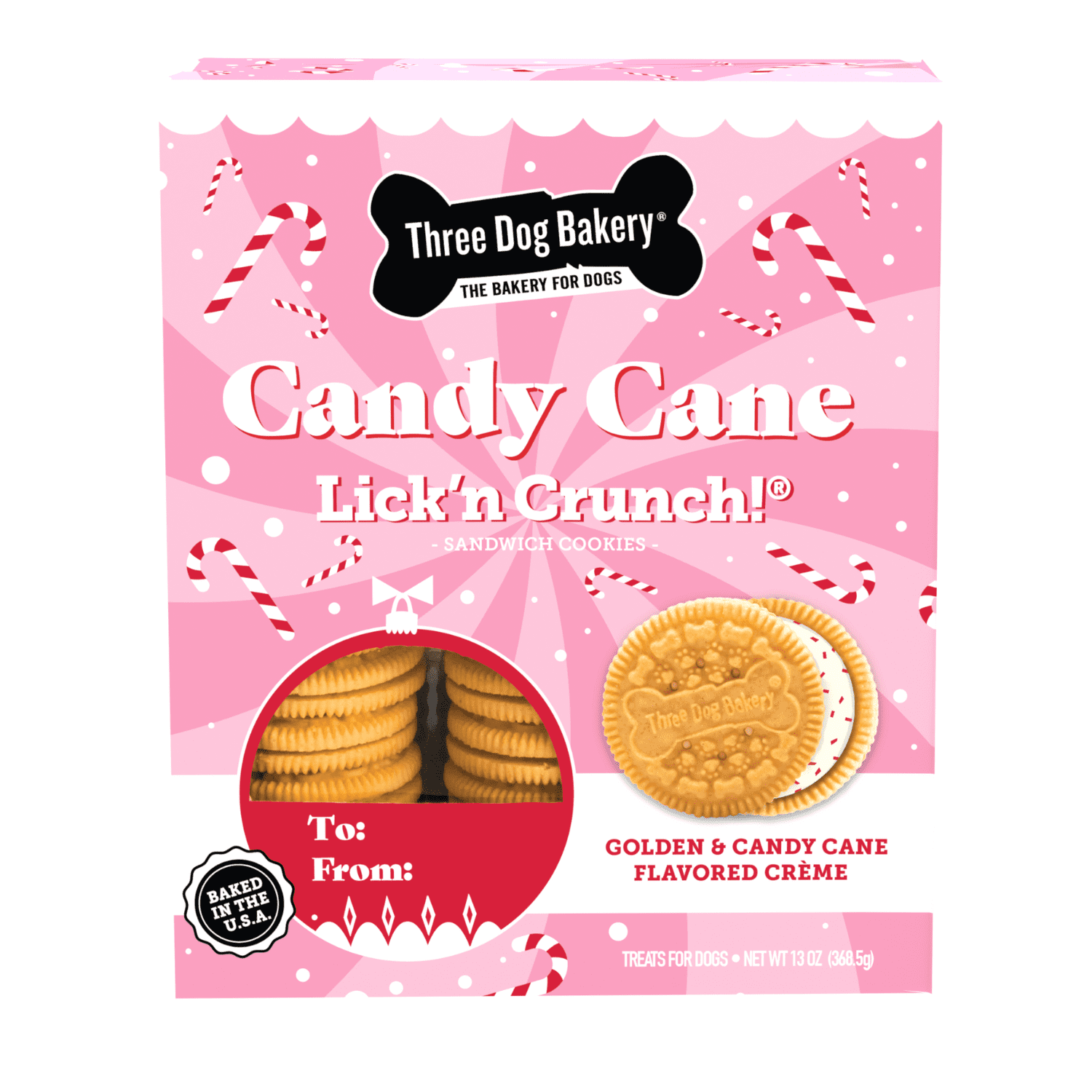 Three Dog Bakery Candy Cane Lick'n Crunch! Dog Treats, Premium Treats ...