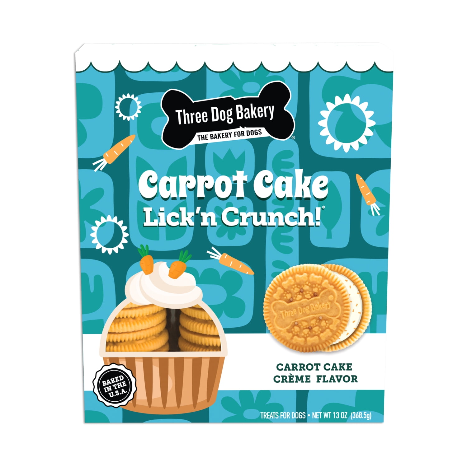 Three Dog Bakery Carrot Cake Lick'n Crunch, Crunchy Dog Treat, 13 oz ...