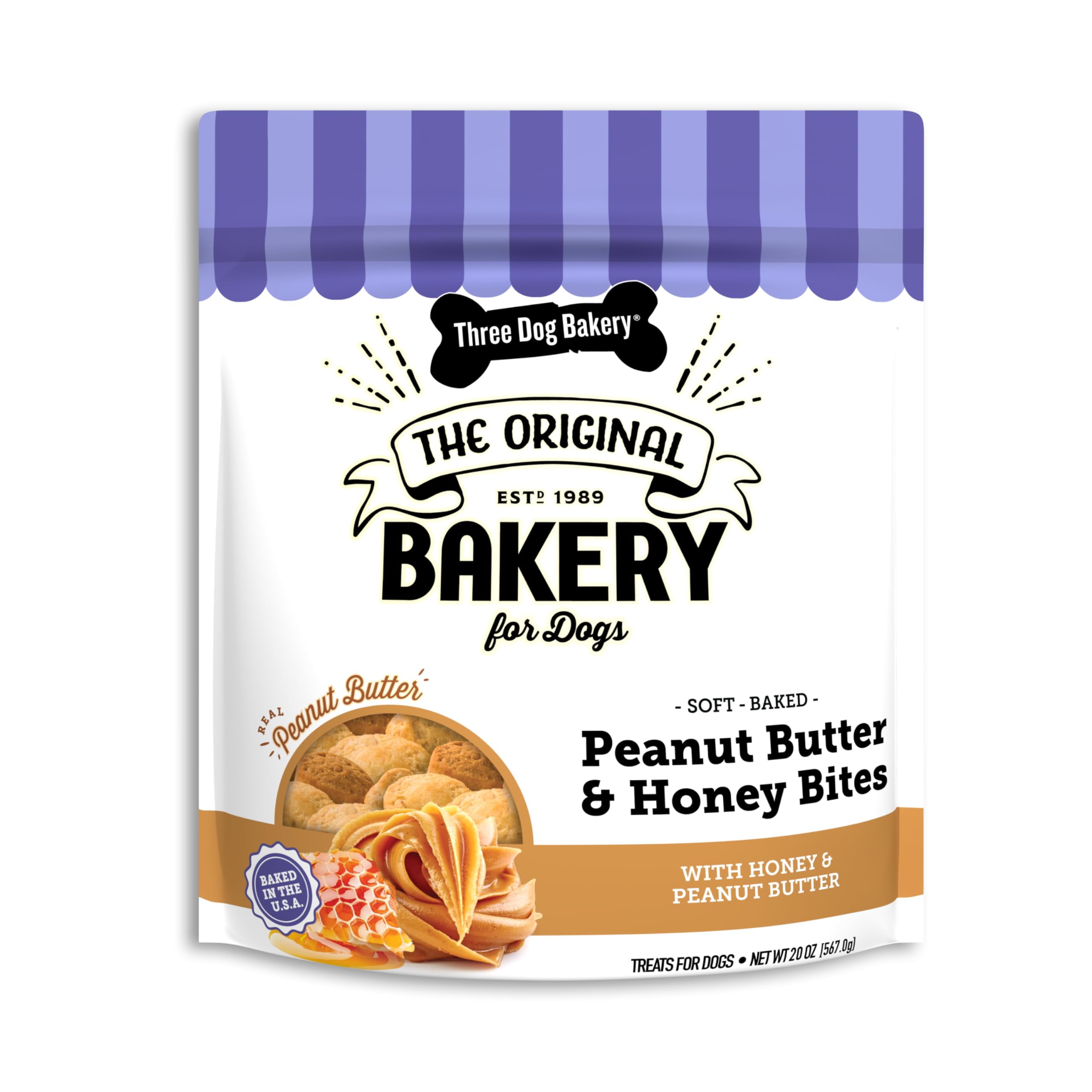 Three Dog Bakery Peanut TMA2 Butter & Honey Bites - Training Treats ...