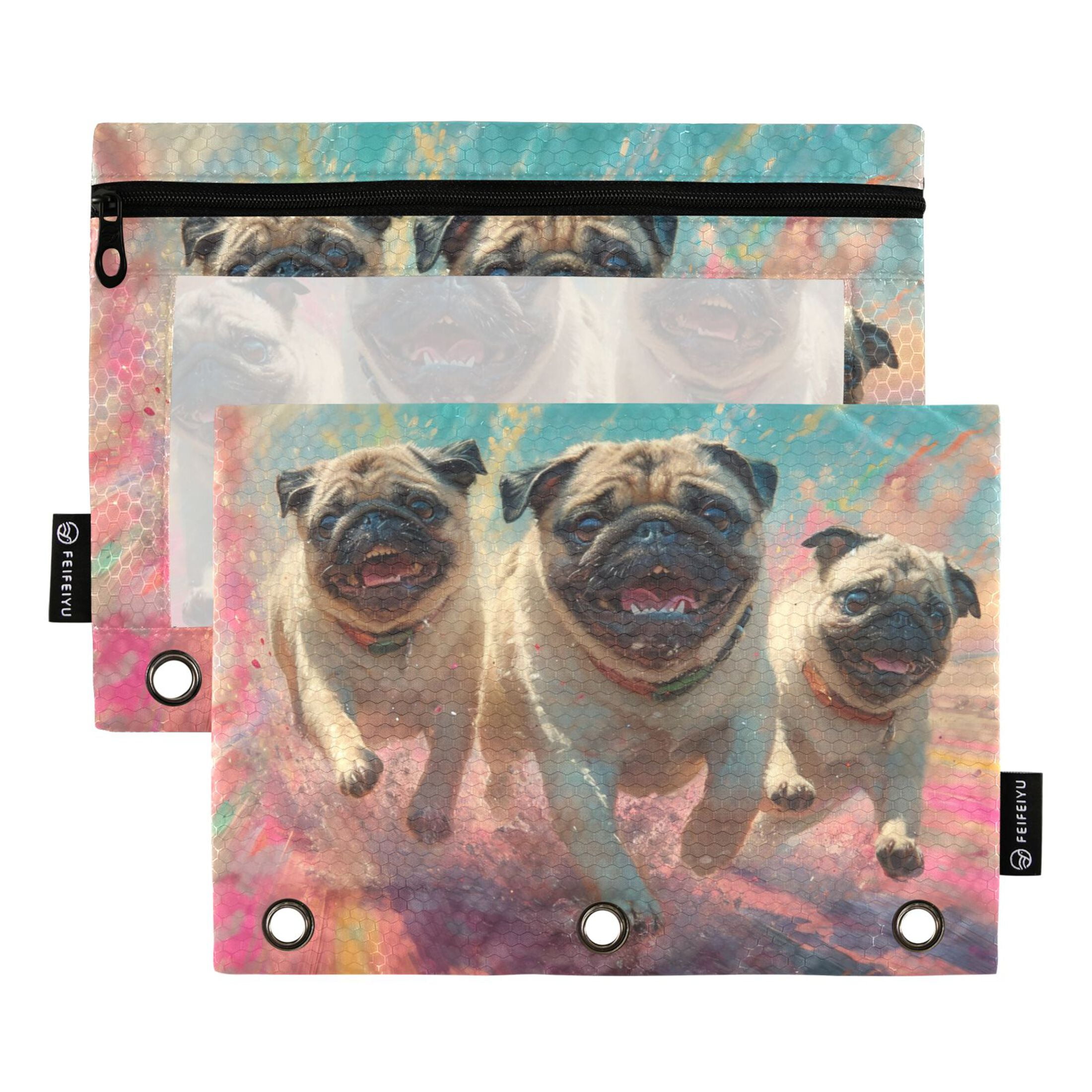 Three Dogs Running 2 Pack Pencil Pouch for 3 Ring Binder Smooth Zipper ...
