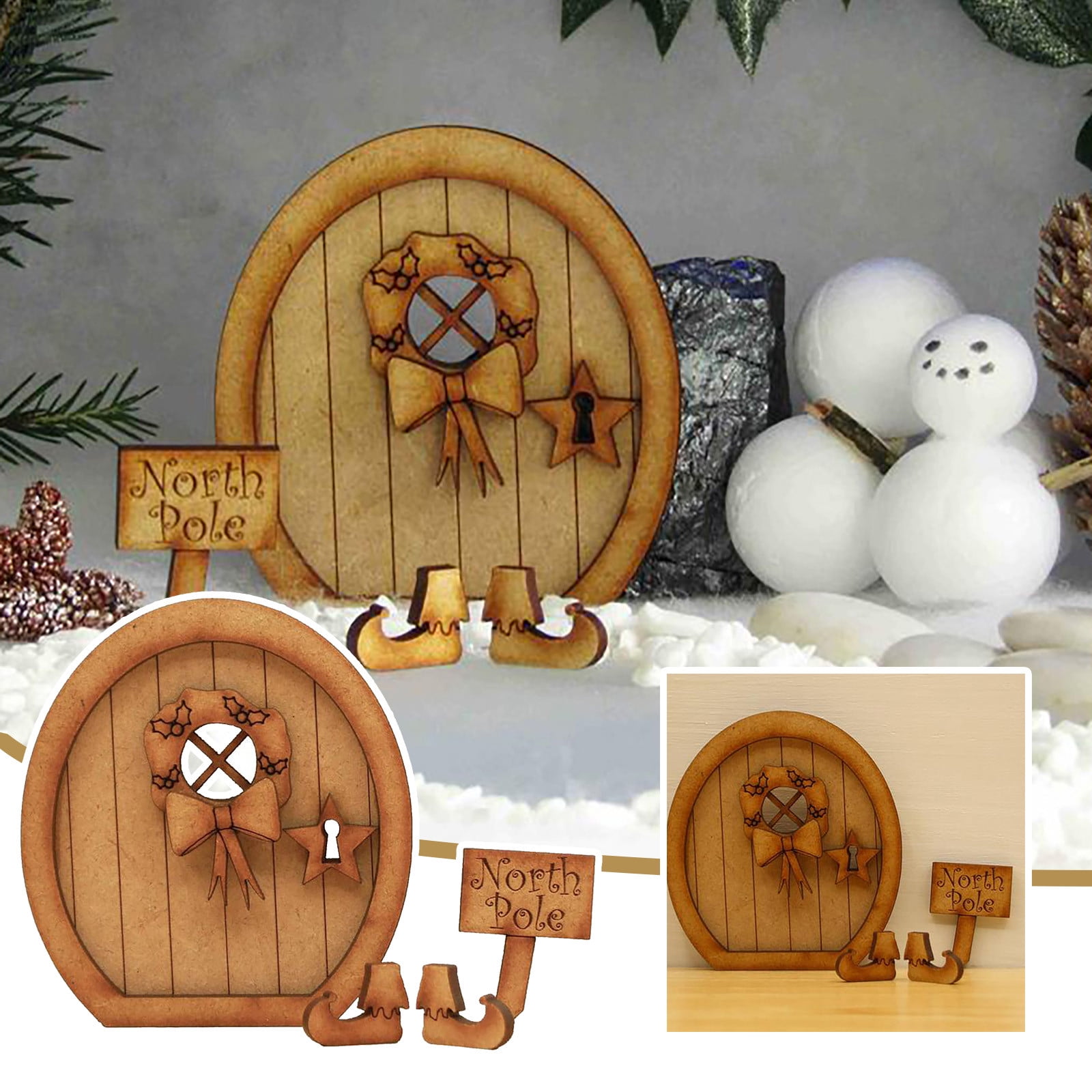 Three- Door. Door Wooden Door Kit Assembly Wooden Craft Decoration &,1 ...