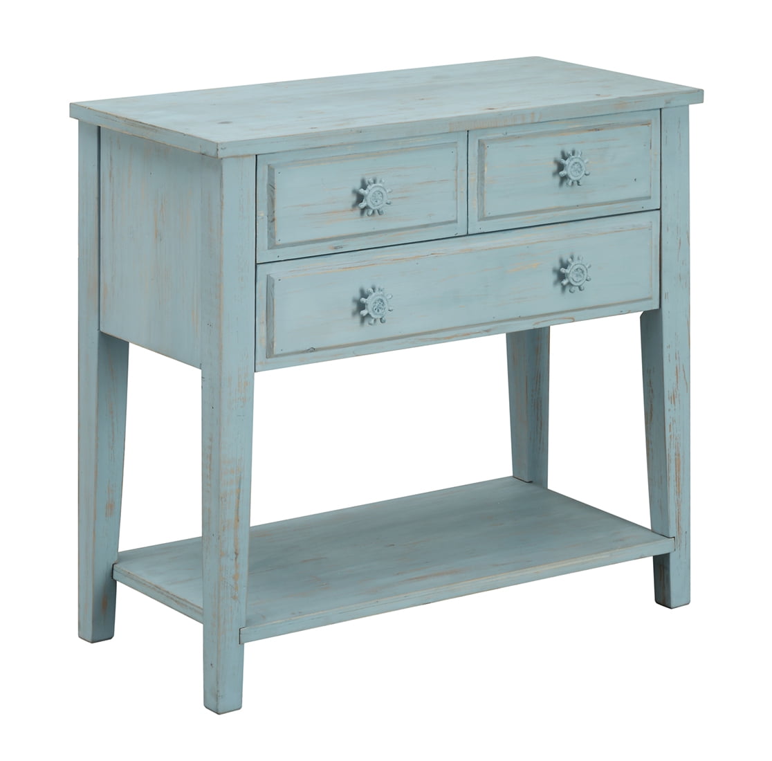 Coast to Coast Imports 91733 Three Drawer Console Table, Blue - 32 x 15 ...
