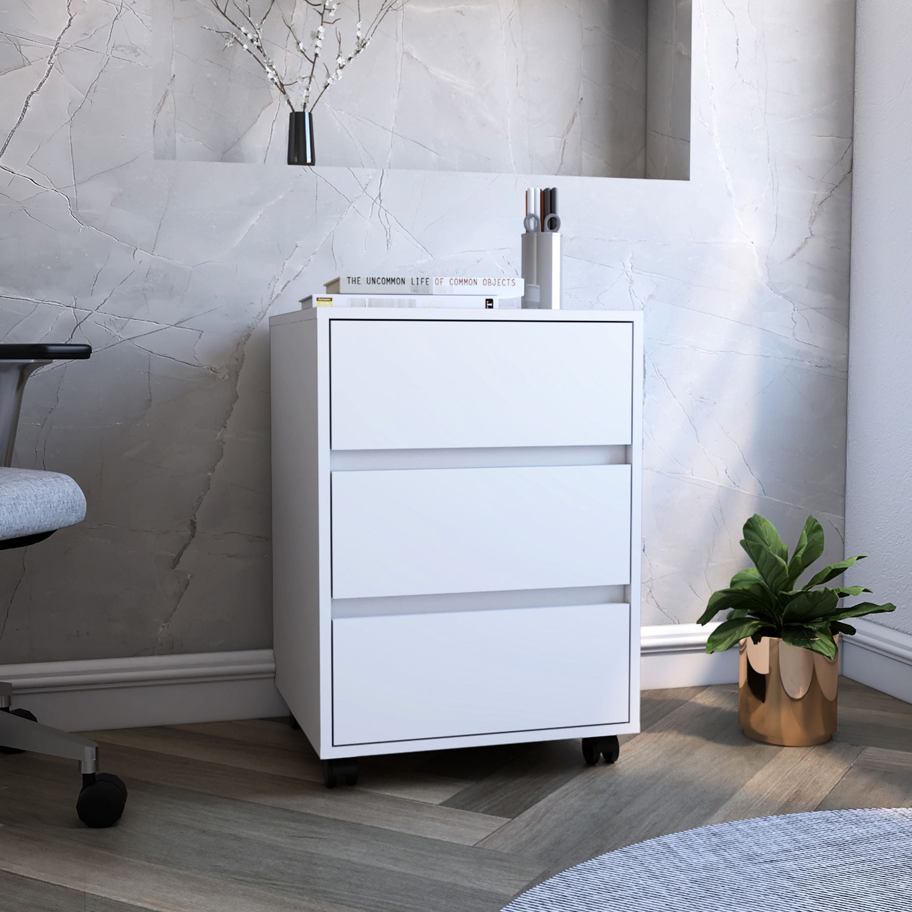 Three-Drawer Office Cabinet+Metal Gliders”-“Paperwork Storage+Smooth ...