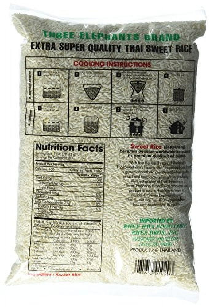 Three Elephants Thai Sweet Rice 5 Pound, 80 Ounce - Walmart.com