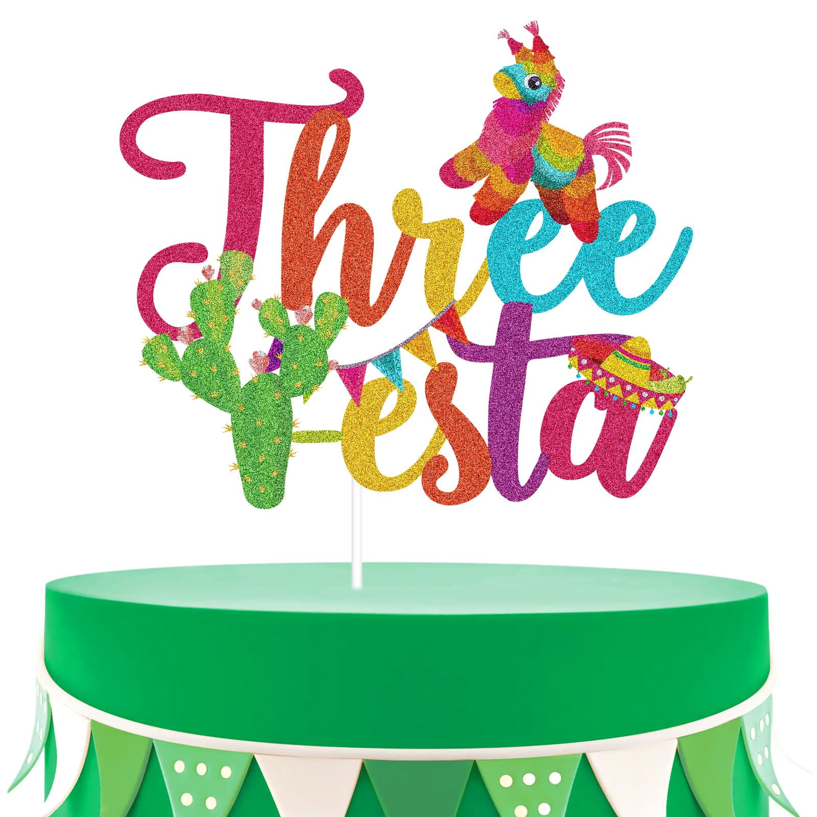 Three-Esta Happy 3rd FEV6 Birthday Cake Topper - Mexican Fiesta Themed ...
