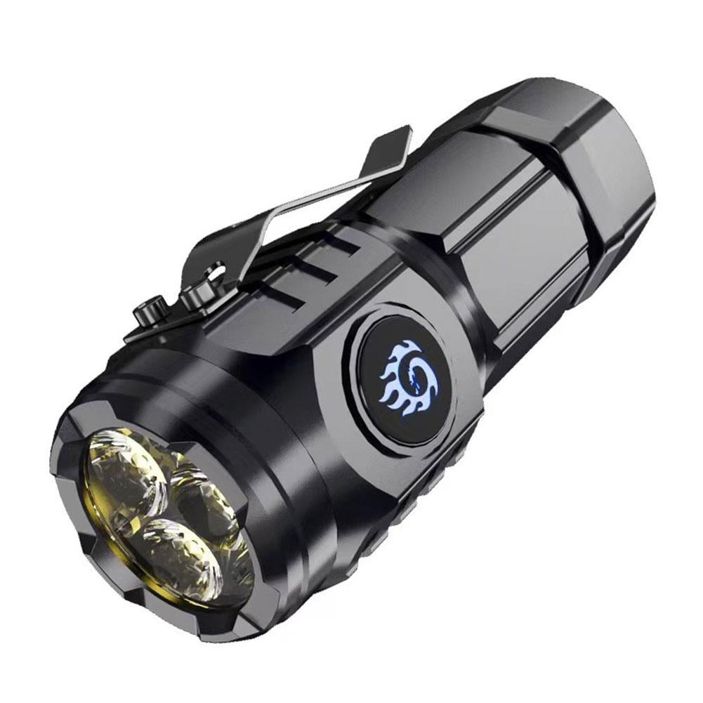 Three-Eyed Mini Flashlight Flash Super Power Waterproof Outdoor Trave ...