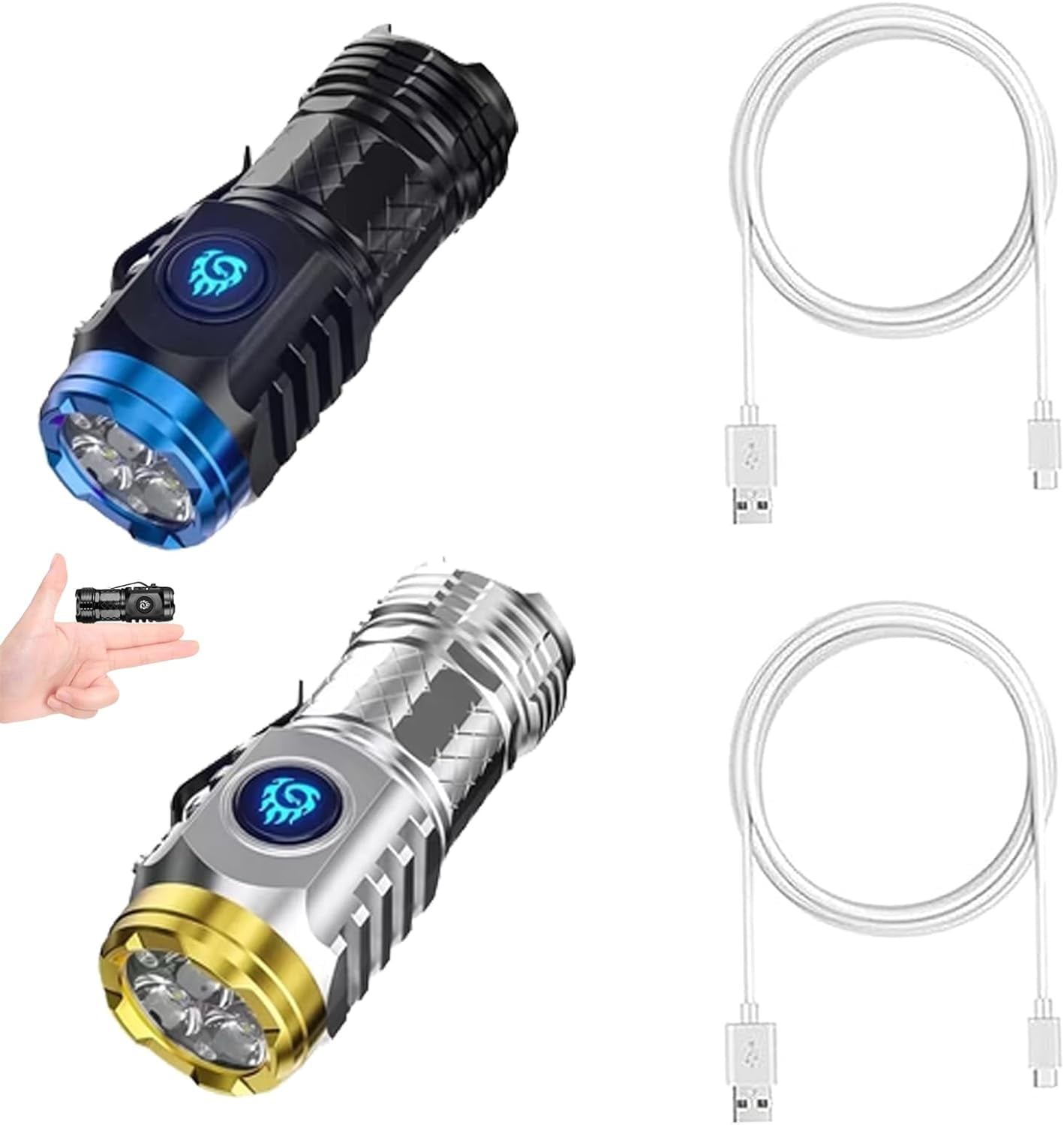 Three-Eyed Monster Mini Flashlight, 1/2Pcs Rechargeable High Lumens ...