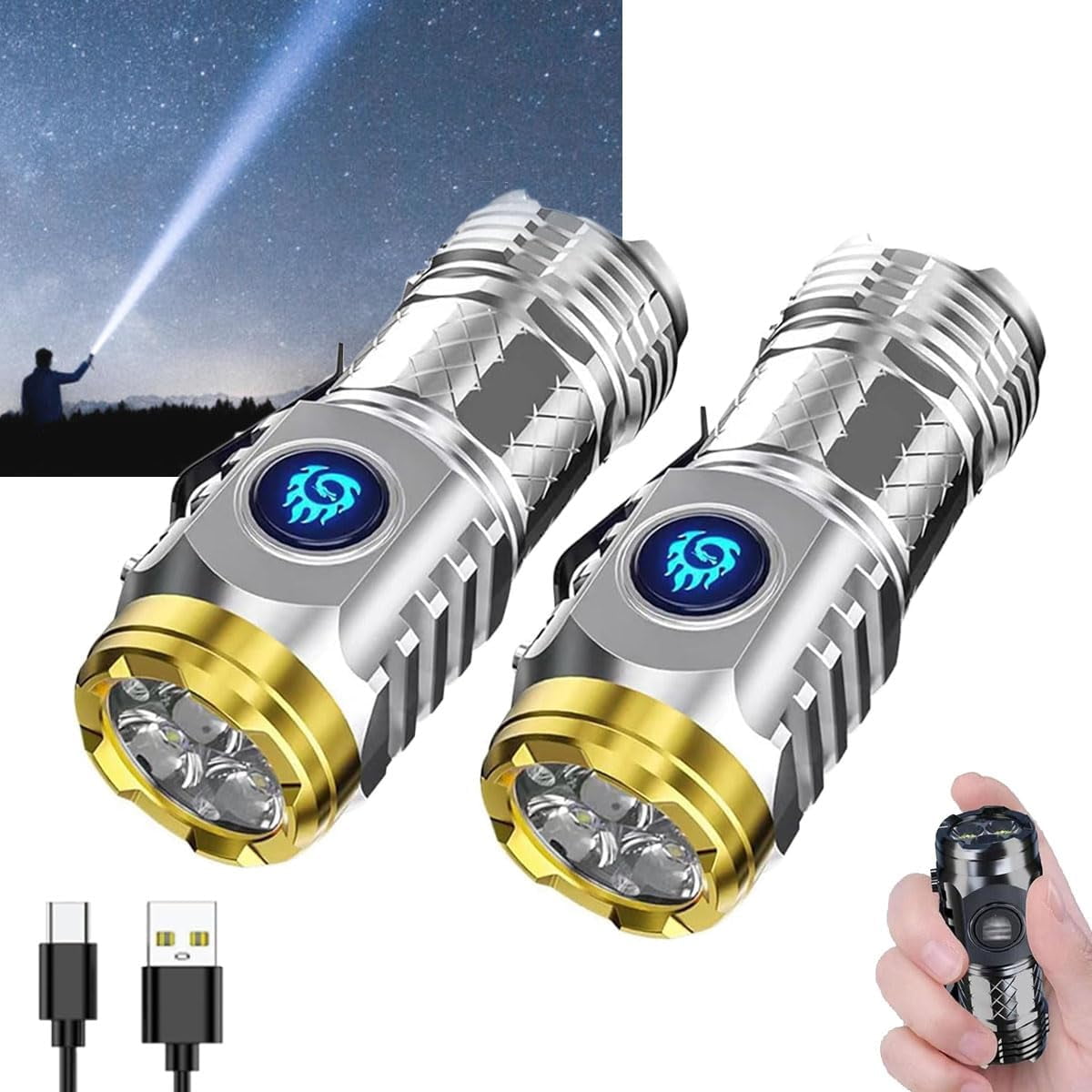 Three-Eyed Monster Mini Flashlight 2Pcs, German Monster Mini Flash ...