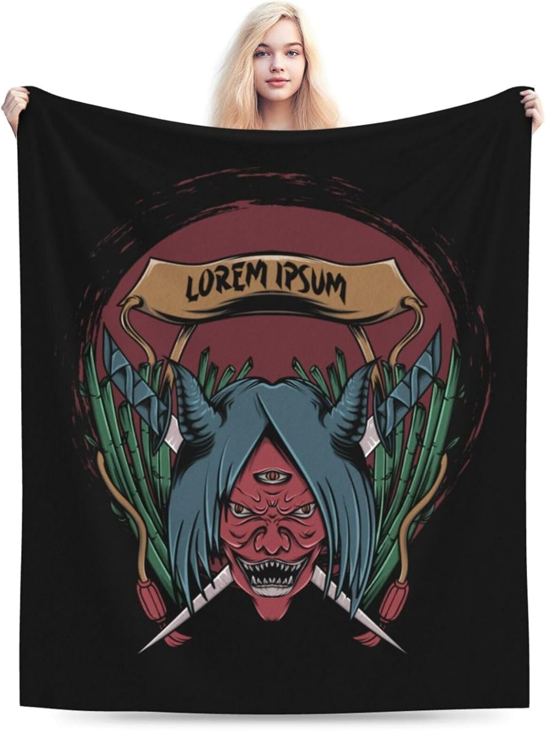 Three Eyed Monster with a Sword Throw Blanket for Couch 50"x40" Cozy ...