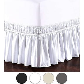 Mocassi 1-Piece Pom-Pom Bed Skirt 16inch Drop, 1500 Thread Count ...