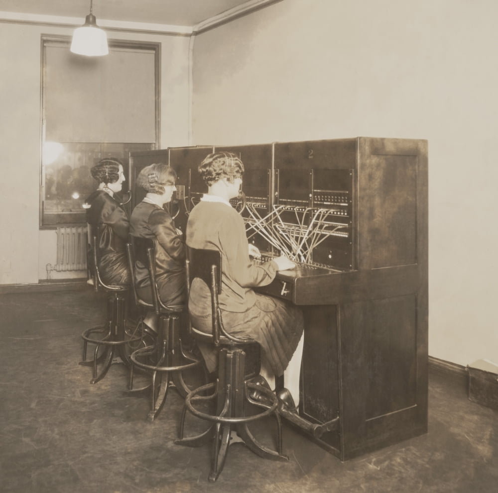 Three Female Telephone Switchboard Operators In The Quotation Room Of ...