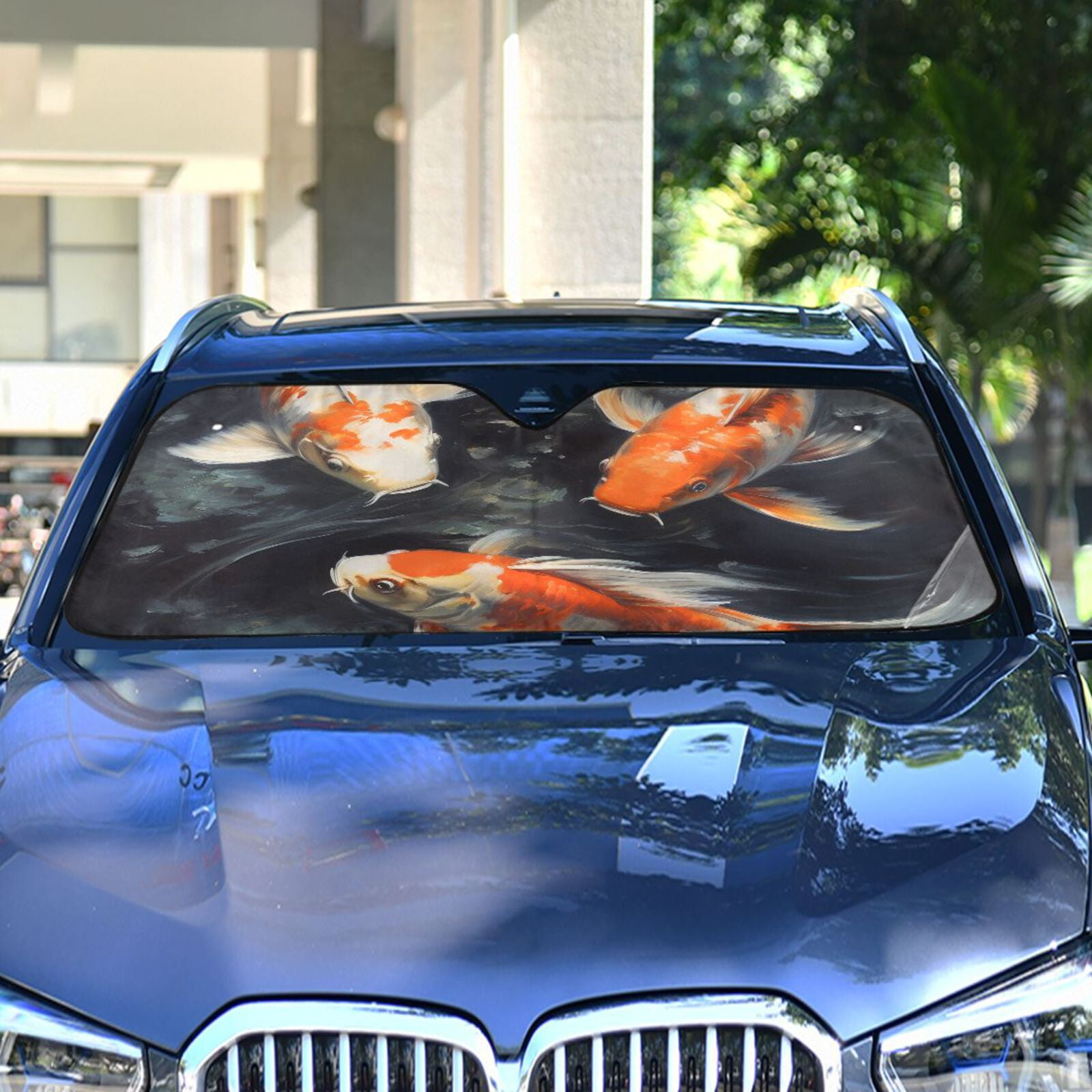 Three Fish Automotive Front Car Windshield Sun Shade Reflector Foldable ...