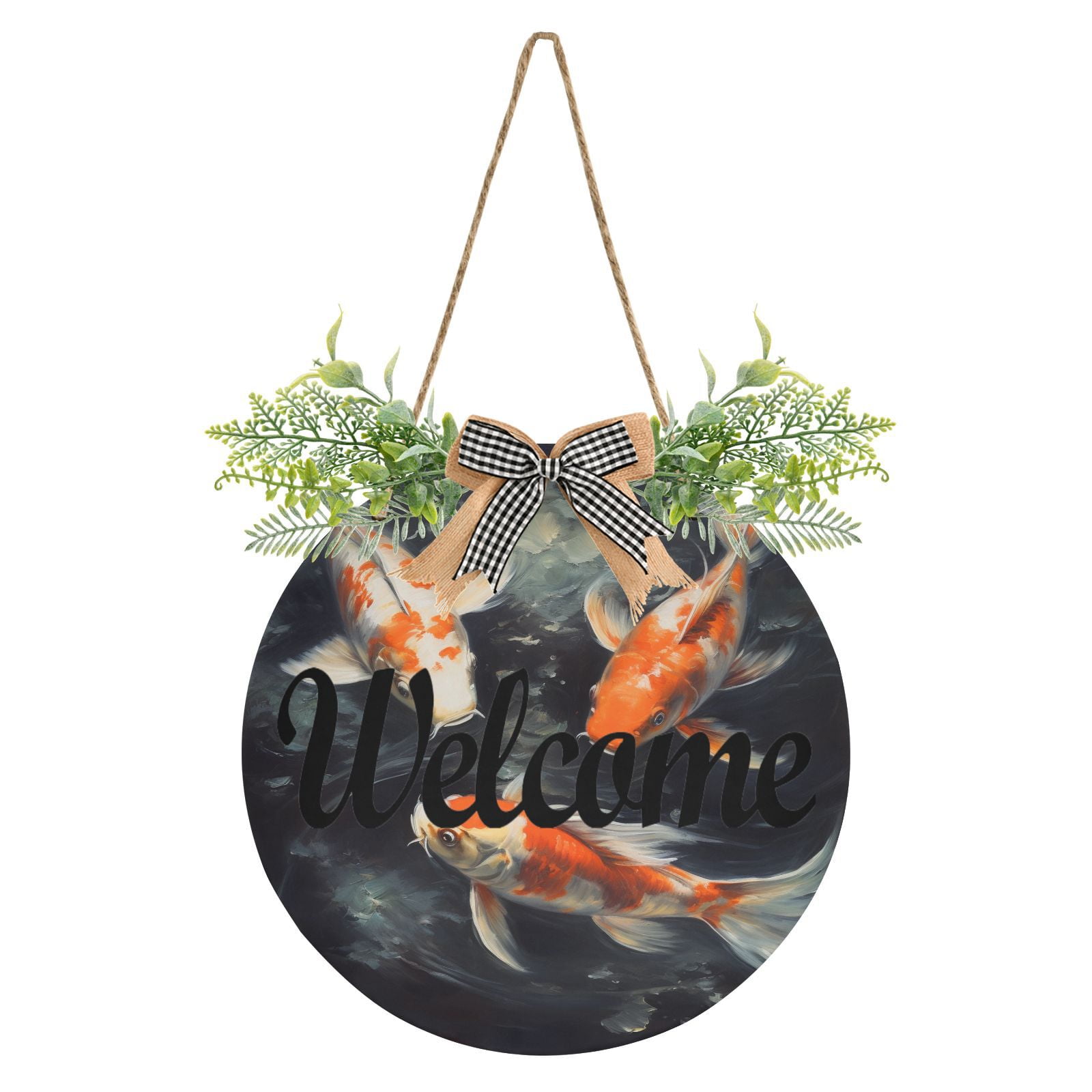 Three Fish Welcome Sign for Front Door Wreath Door Sign for Farmhouse ...