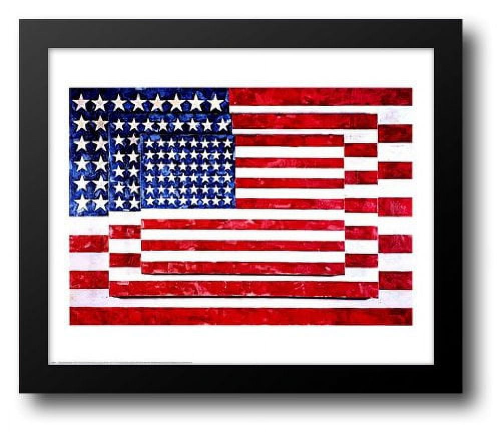 Three Flags 31x26 Framed Art Print by Johns, Jasper - Walmart.com