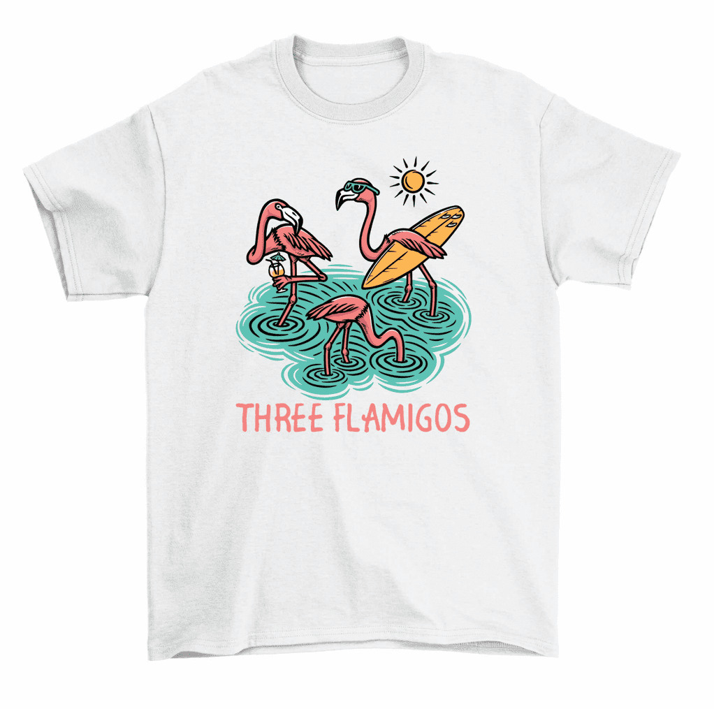 Three Flamingos T-Shirt Summer Vacation Pink Flamigos Tee Men Women ...