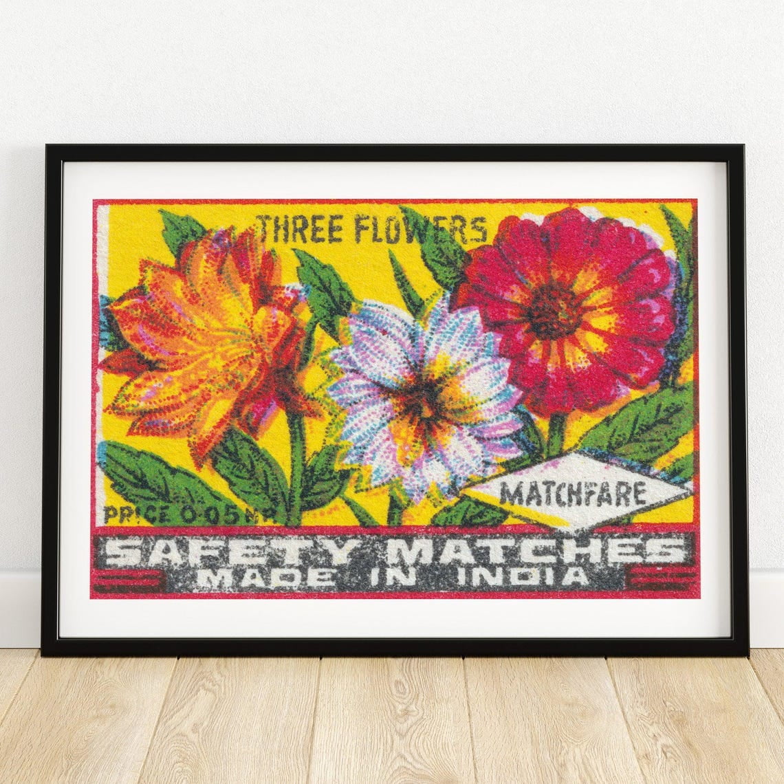 Three Flowers - Matchbox Print - Aesthetic Wall Art - Vintage Art ...