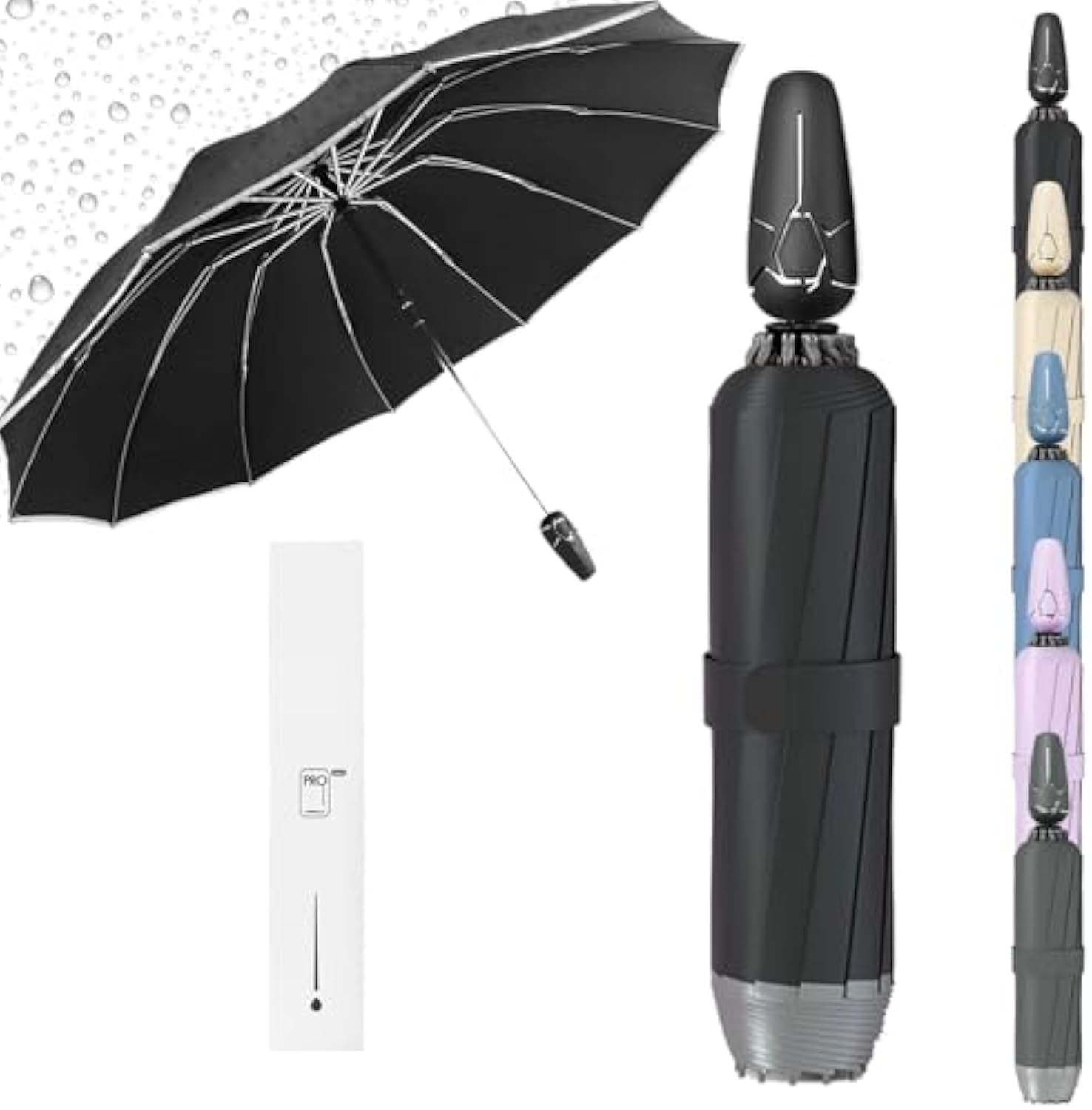 Three-Fold Self Opening and Retracting Umbrella with Buckle, Ring ...